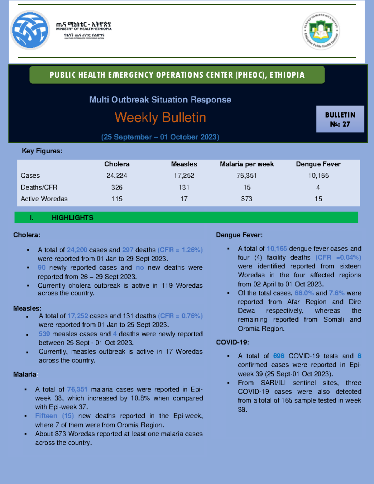 EPHI Pheoc Multi Outbreak Response Weekly Bulletin 27 English 10012023 ...