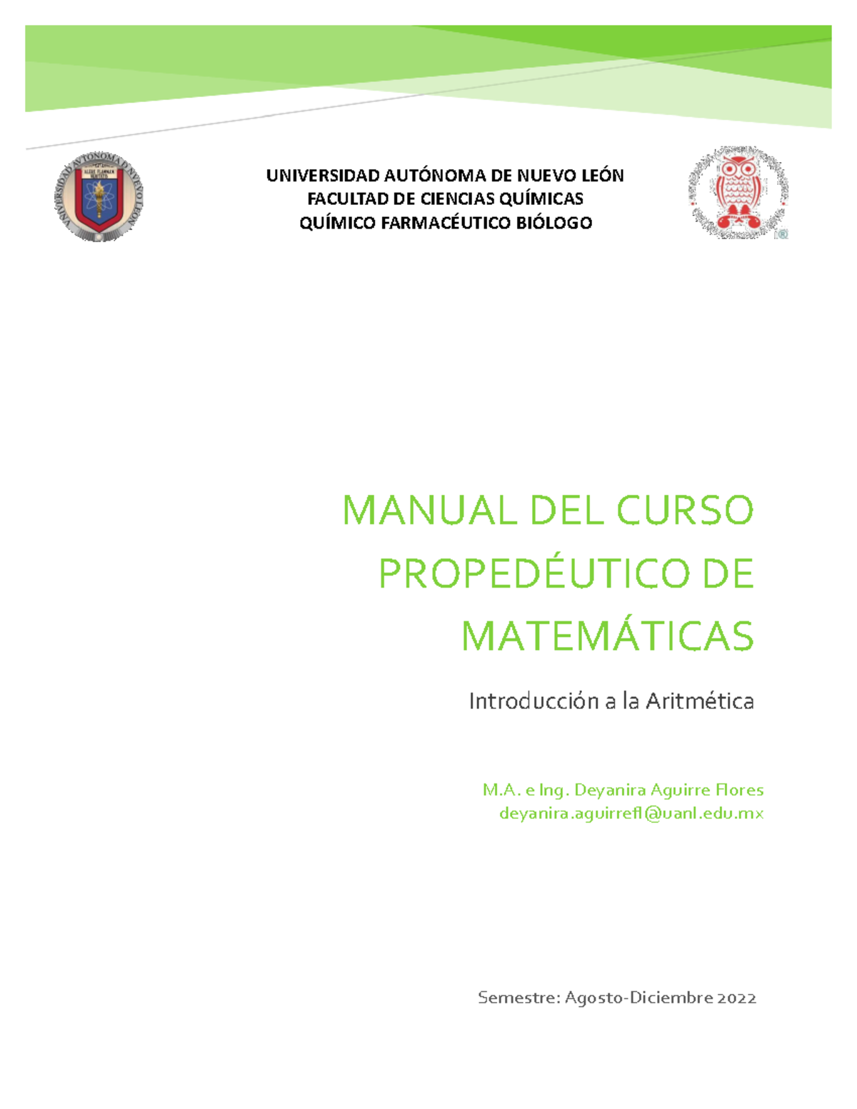 Manual DE AritméTICA PARA Curso Propedé Utico 2022 - MANUAL DEL CURSO PROPED.. DE MATEM¡TICAS ...