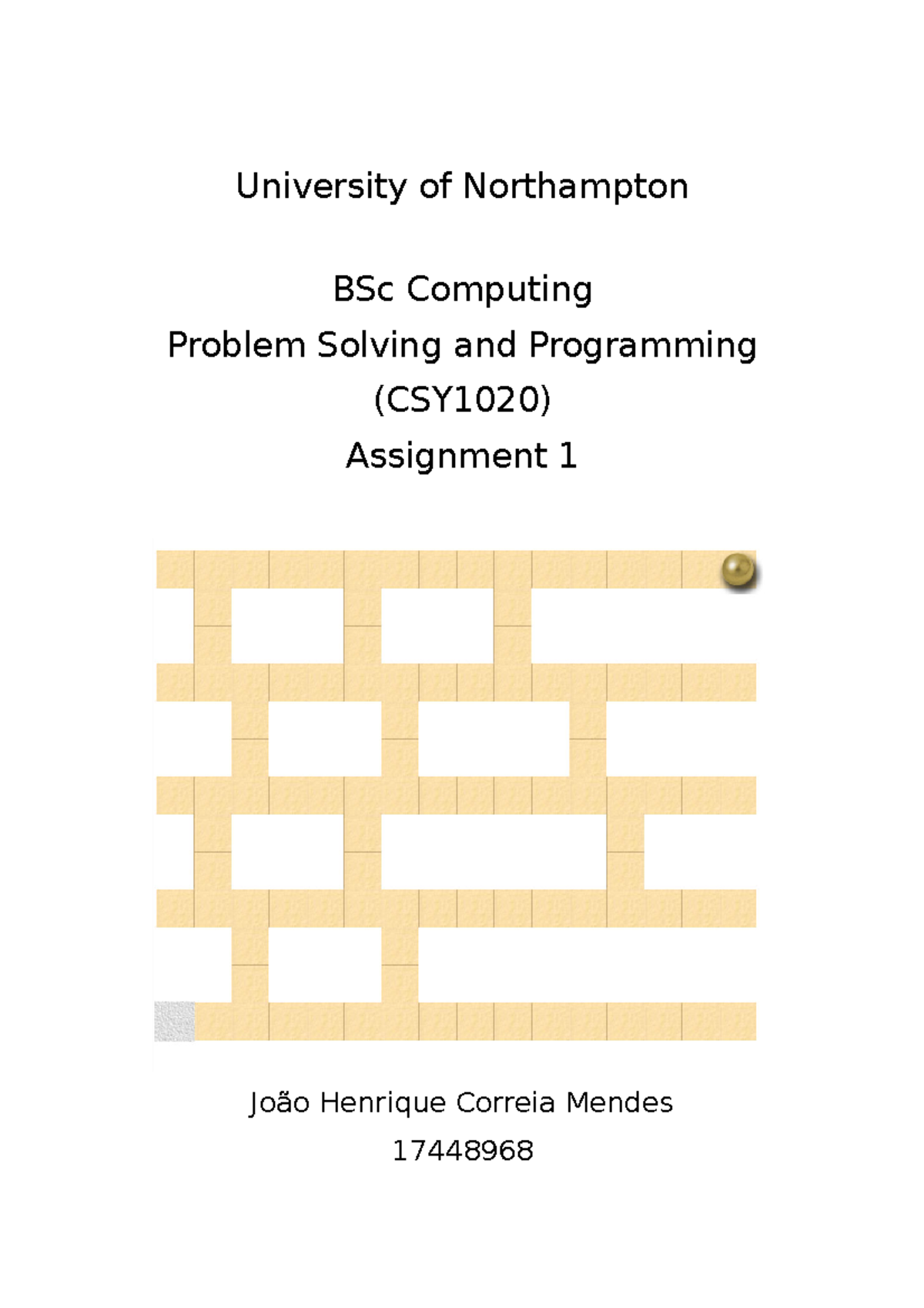Report - University of Northampton BSc Computing Problem Solving and ...