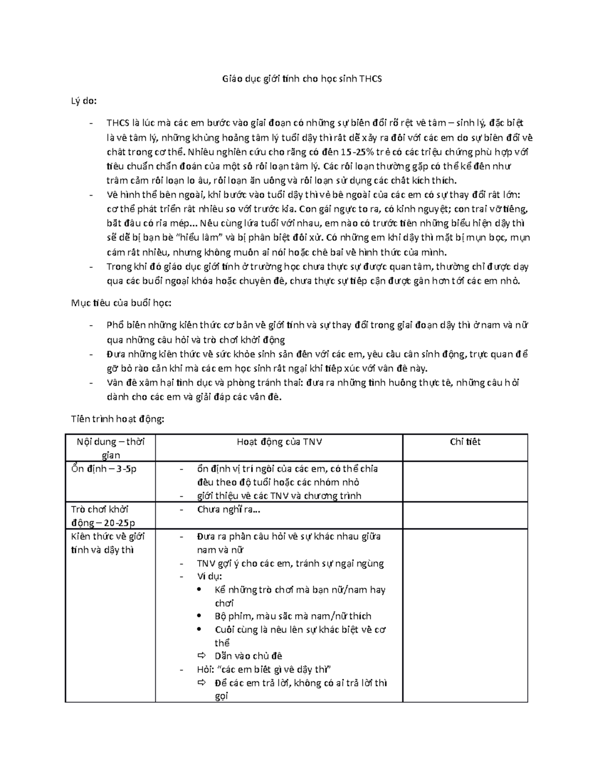 Giáo dục giới tính cho học sinh THCS - Giáo d c gi i tnh cho h c sinh THCSụ ớ ọ Lý do: THCS là ...