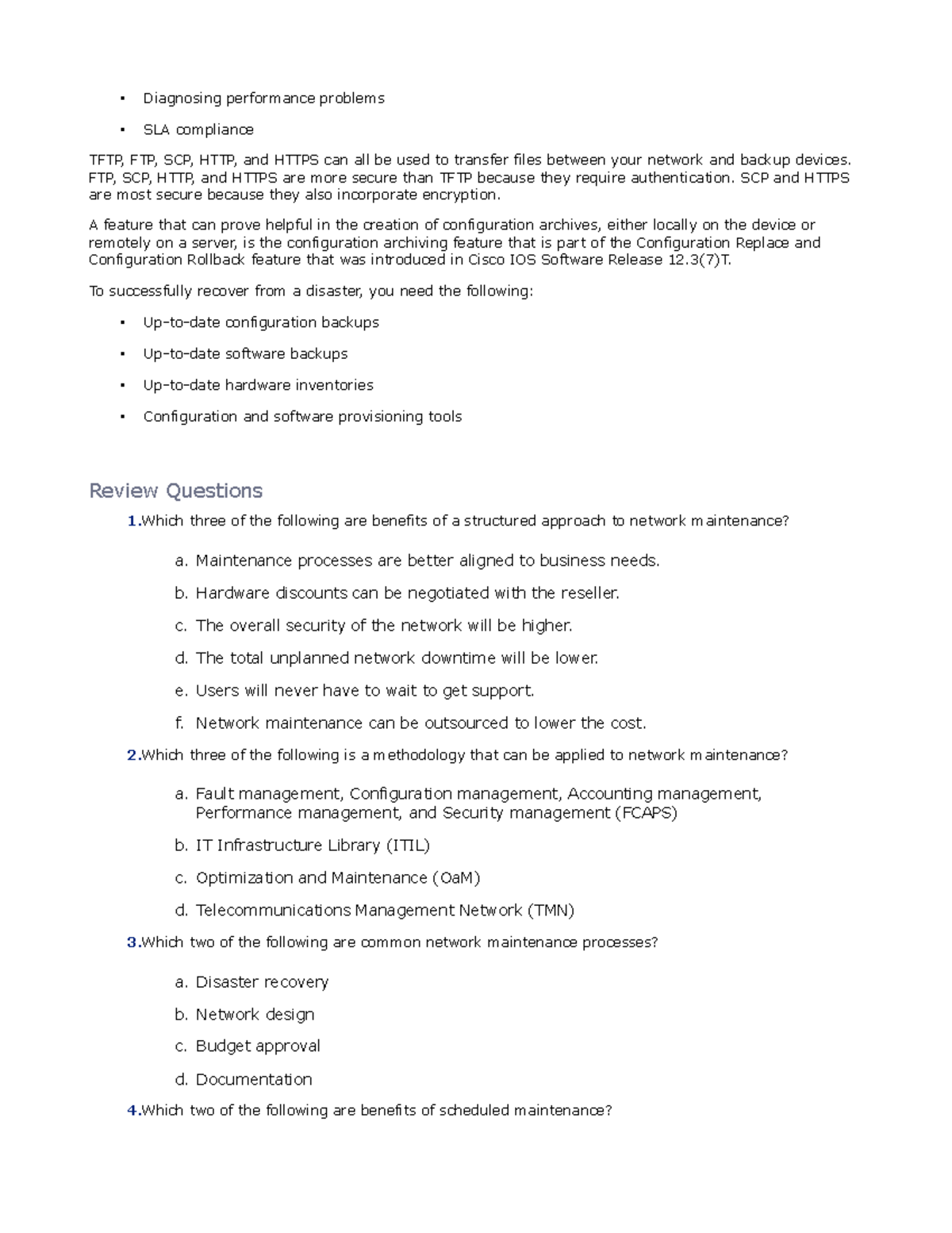 Troubleshooting and Maintaining Cisco IP Networks - Diagnosing performance problems SLA ...