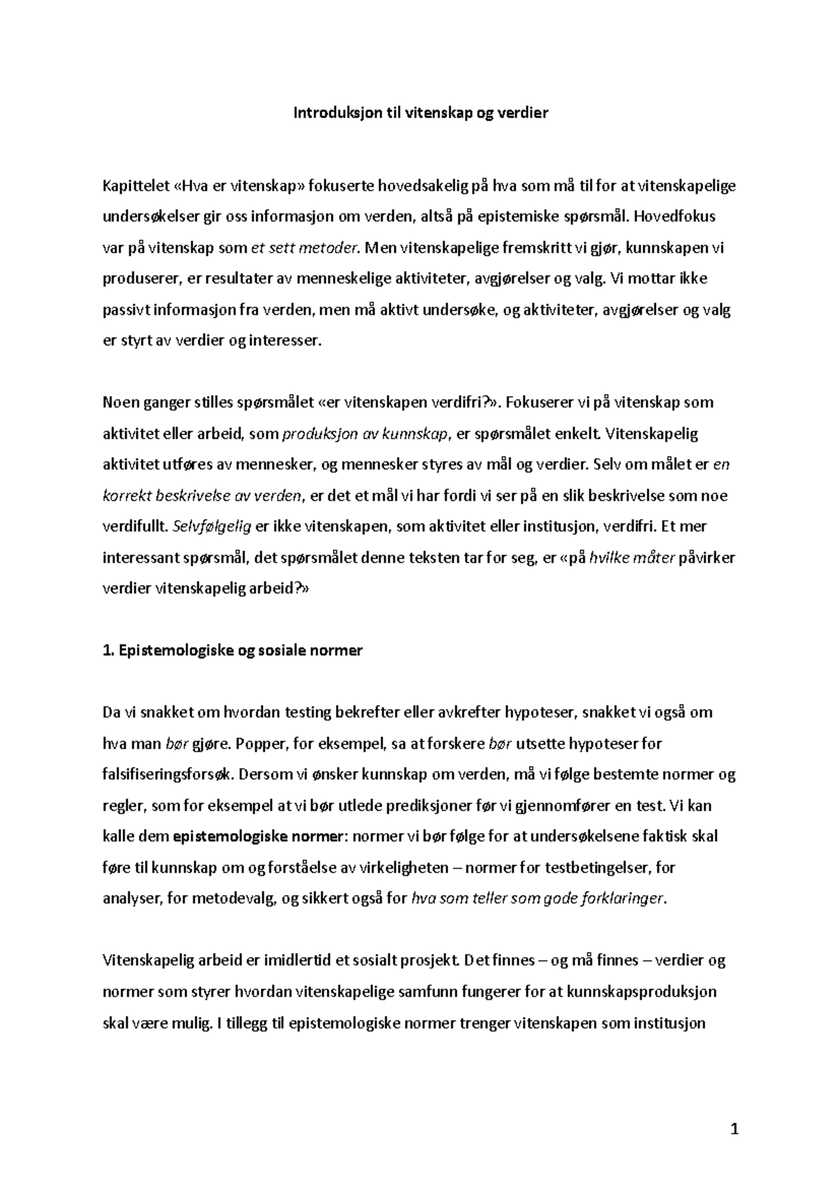 2.3. Haraldsen - Introduksjon til vitenskap og verdier - Introduksjon til vitenskap og verdier ...