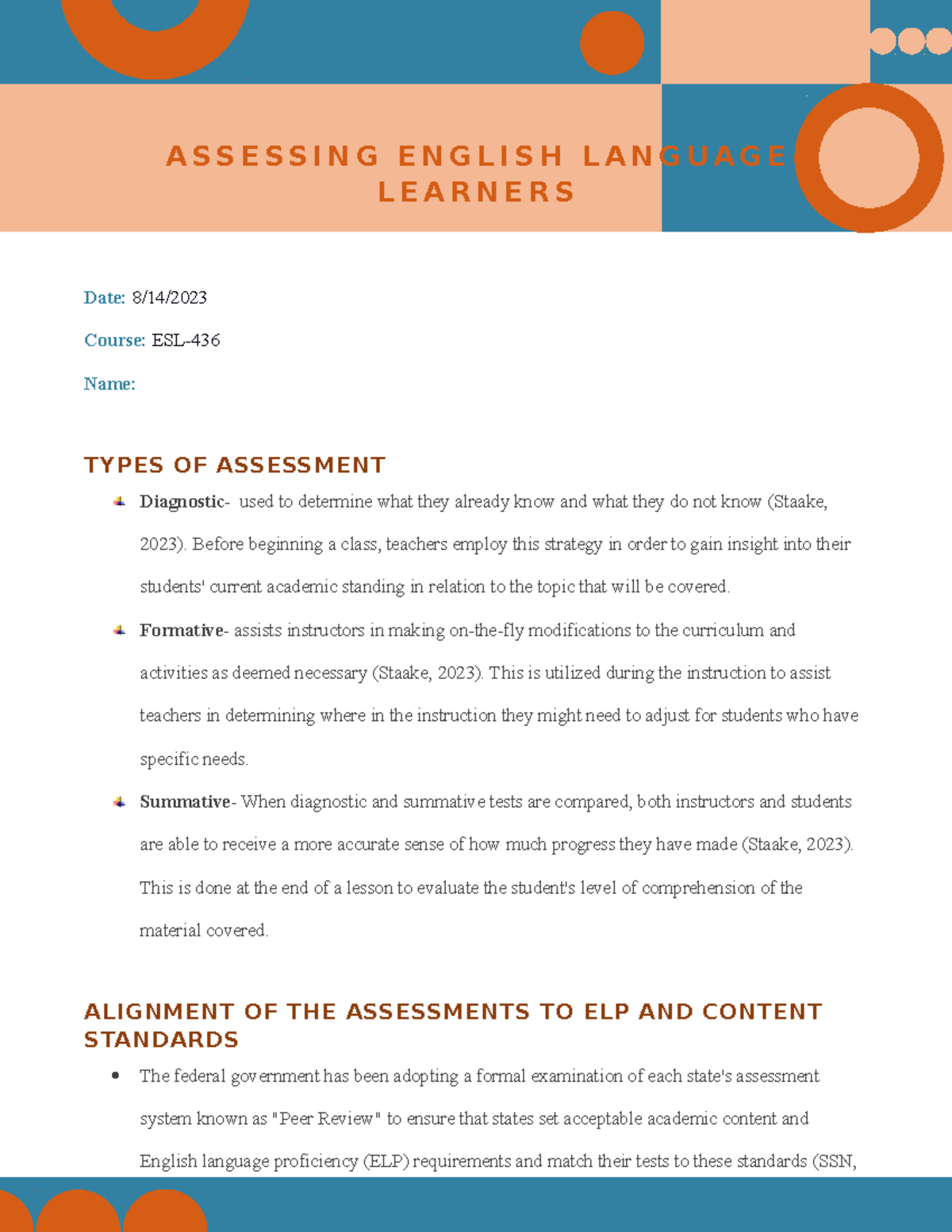 ESL-436-T8-Assessing ELLs - A S S E S S I N G E N G L I S H L A N G U A ...