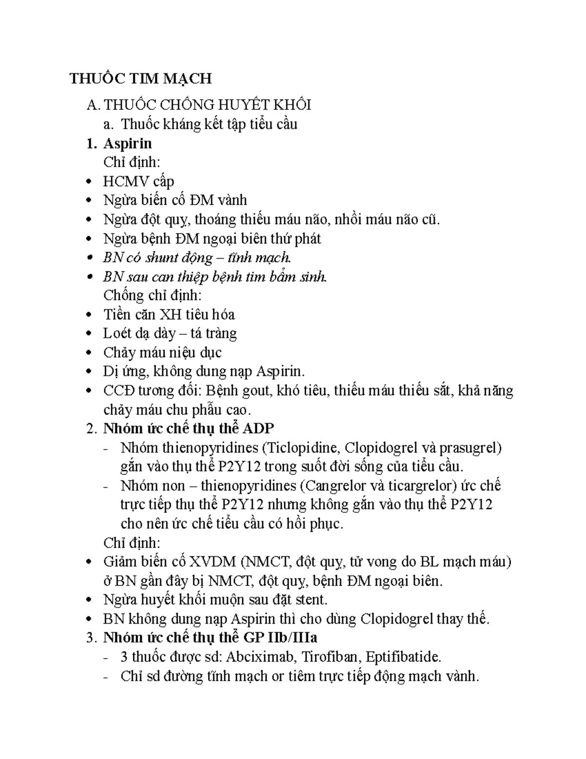 THUỐC TIM MẠCH - All are reserved - THUỐC TIM MẠCH A. THUỐC CHỐNG HUYẾT ...