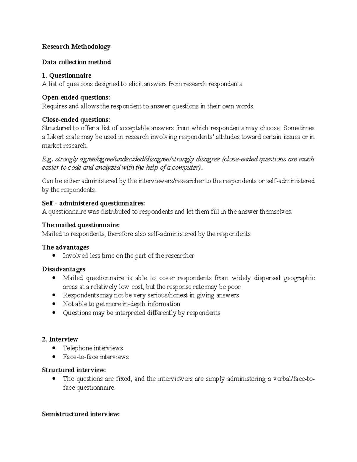 Research Methodology 1 - Research Methodology Data collection method ...