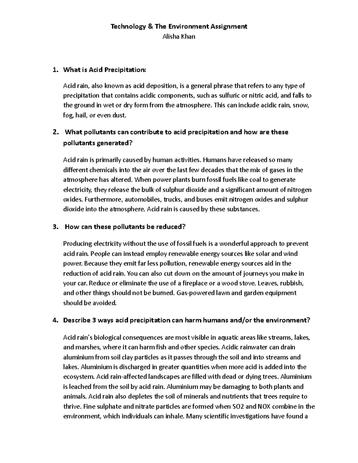 Technology & The Environment Assignment - Technology & The Environment ...