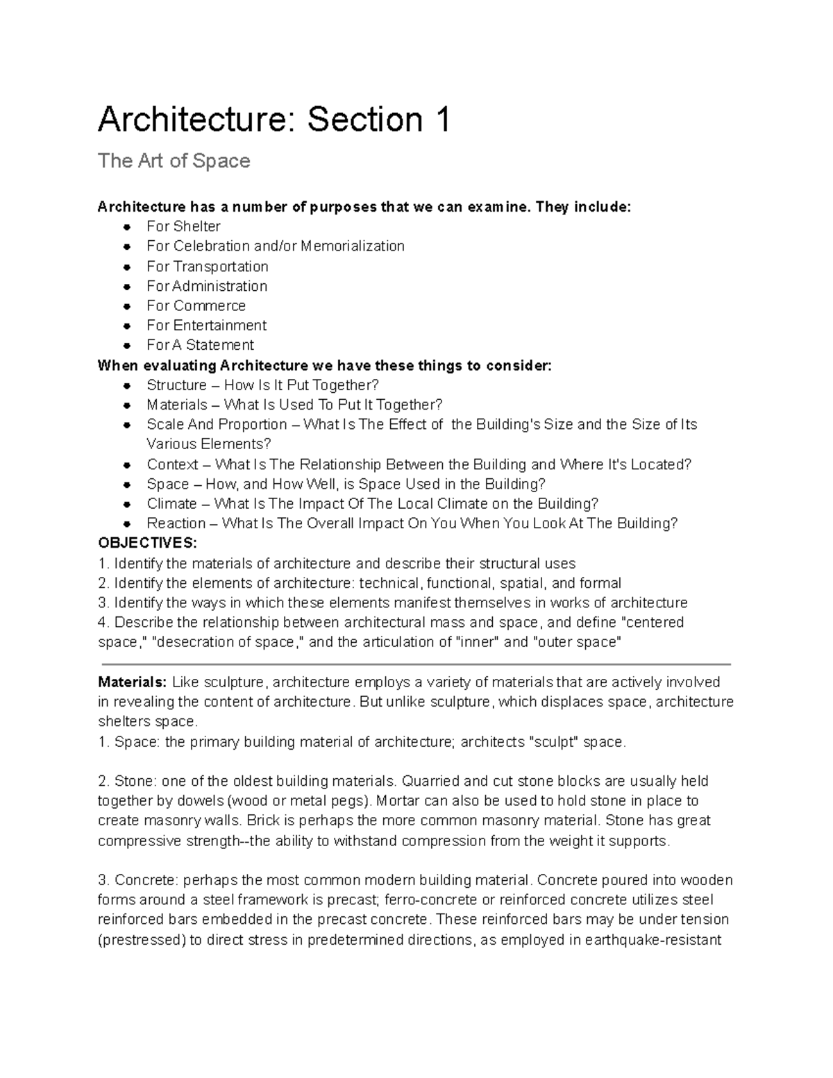 Architecture Section 1 - They include: For Shelter For Celebration and ...