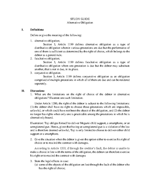 Alternative obligation AO - DIFFERENT KINDS OF OBLIGATION ALTERNATIVE ...
