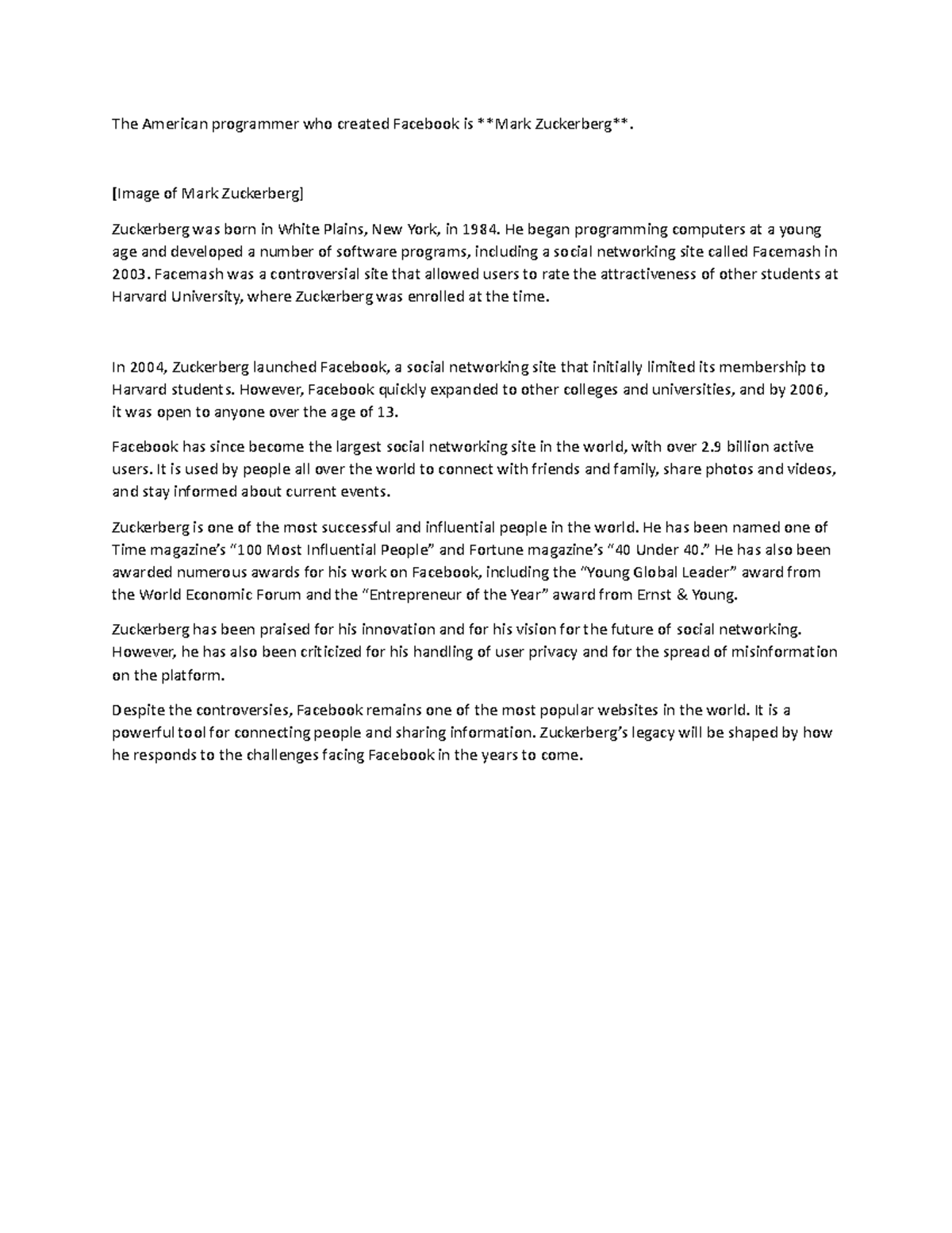 Facebook Mark Zuckerberg - The American programmer who created Facebook ...