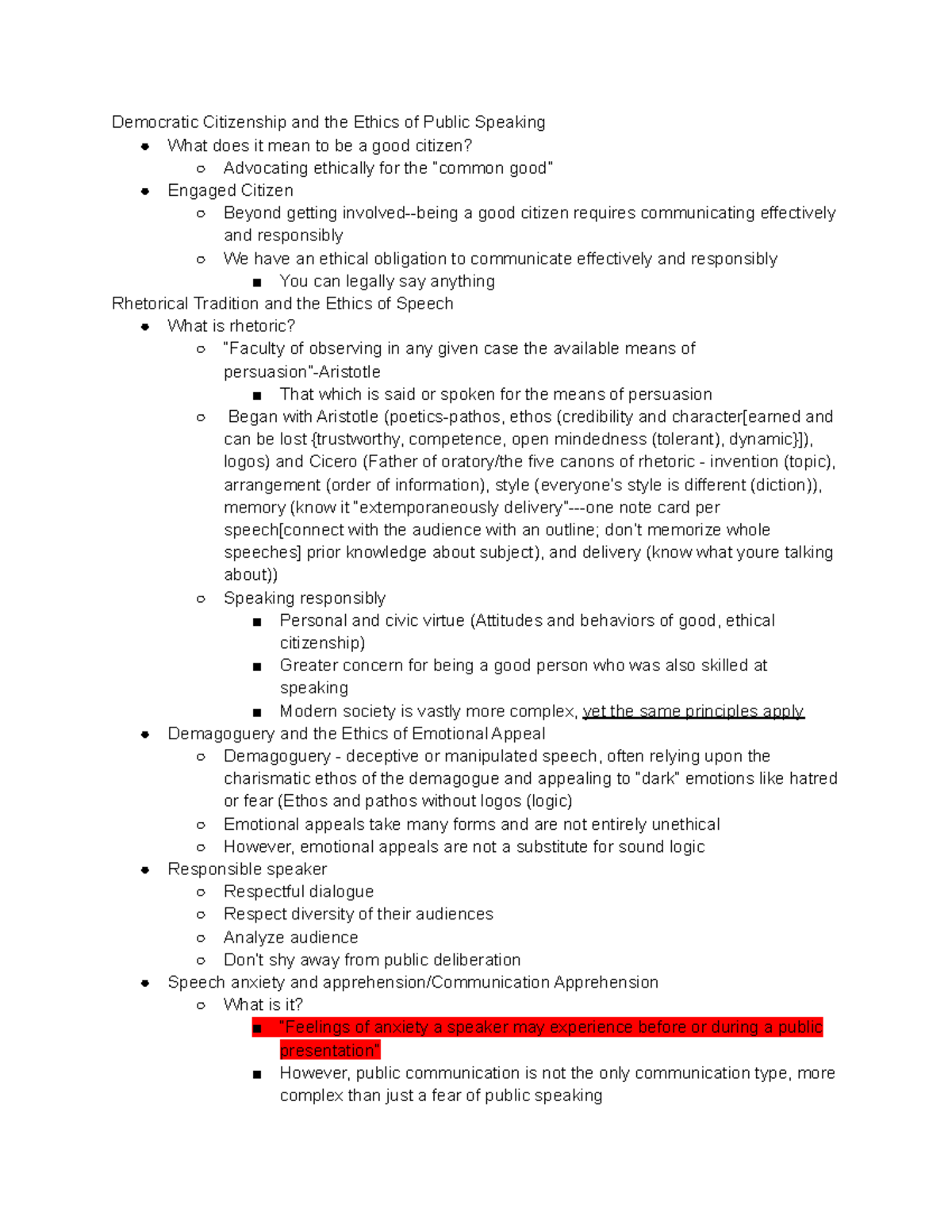Public Speaking Notes - Democratic Citizenship and the Ethics of Public ...