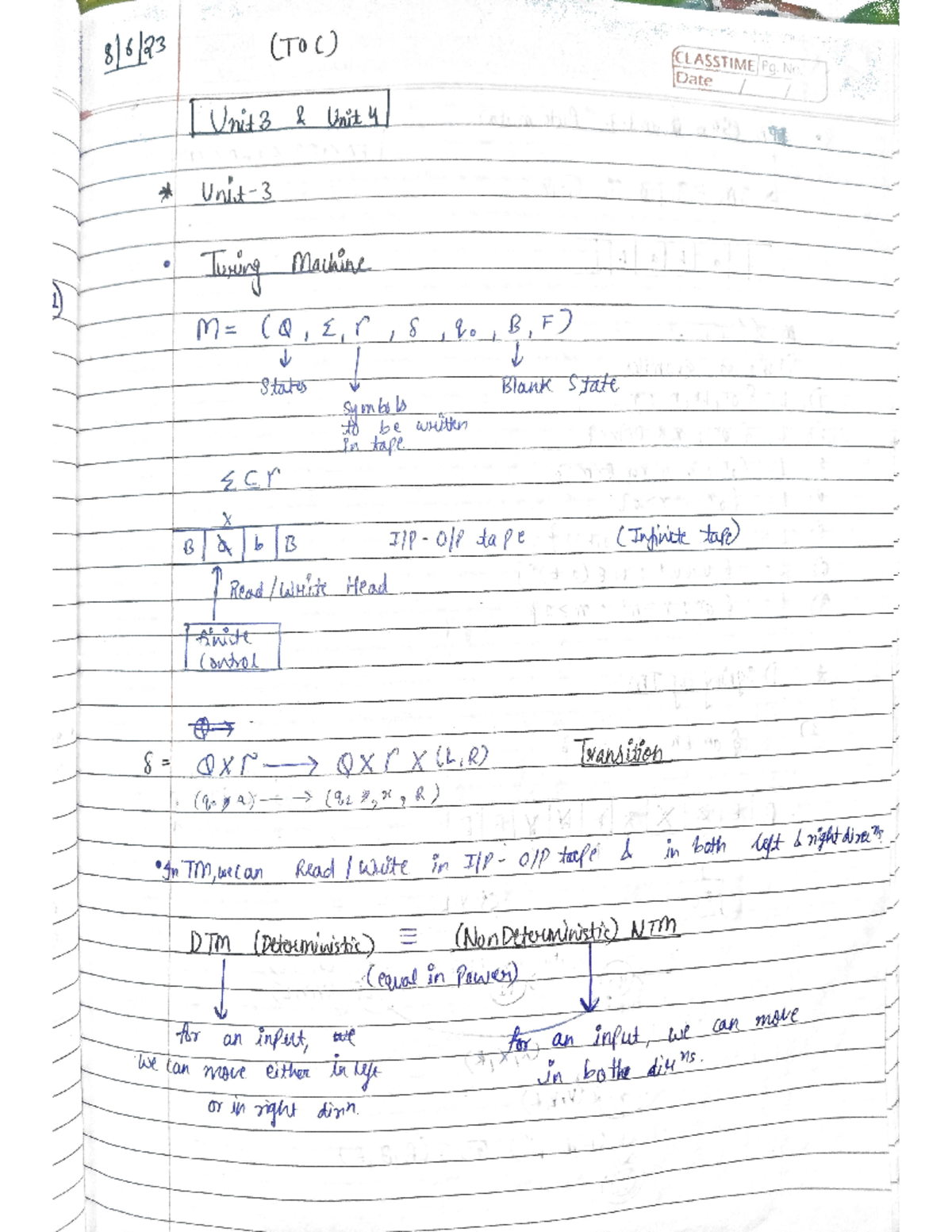 Toc(unit-3&4) - btech - Studocu