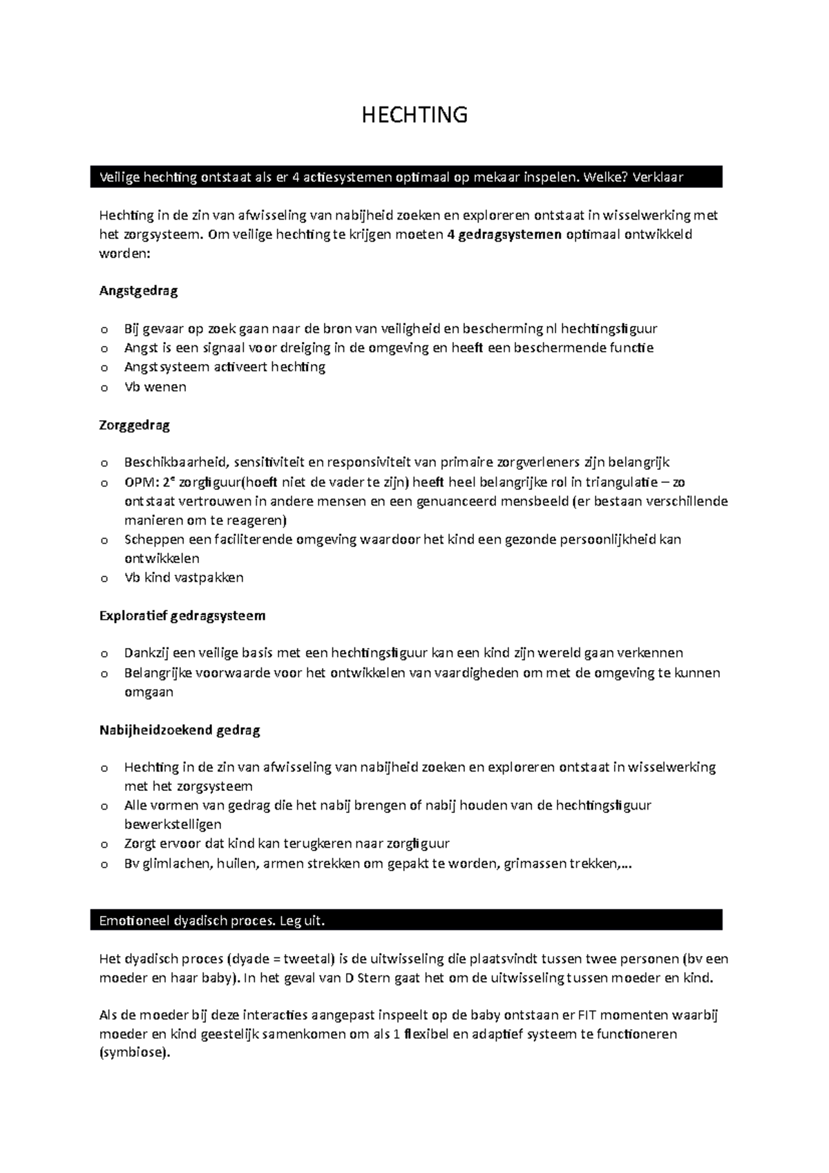 Hechting - HECHTING Veilige hechting ontstaat als er 4 actiesystemen ...