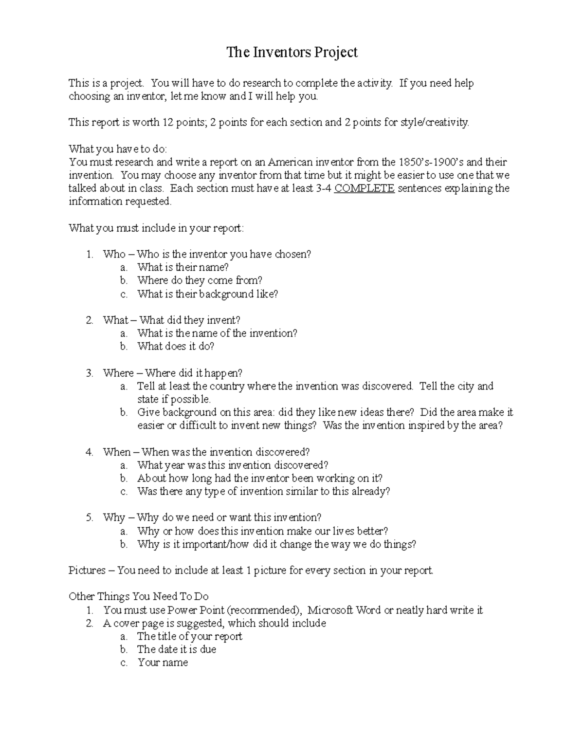 The Inventors Project - hope his helps - The Inventors Project This is ...