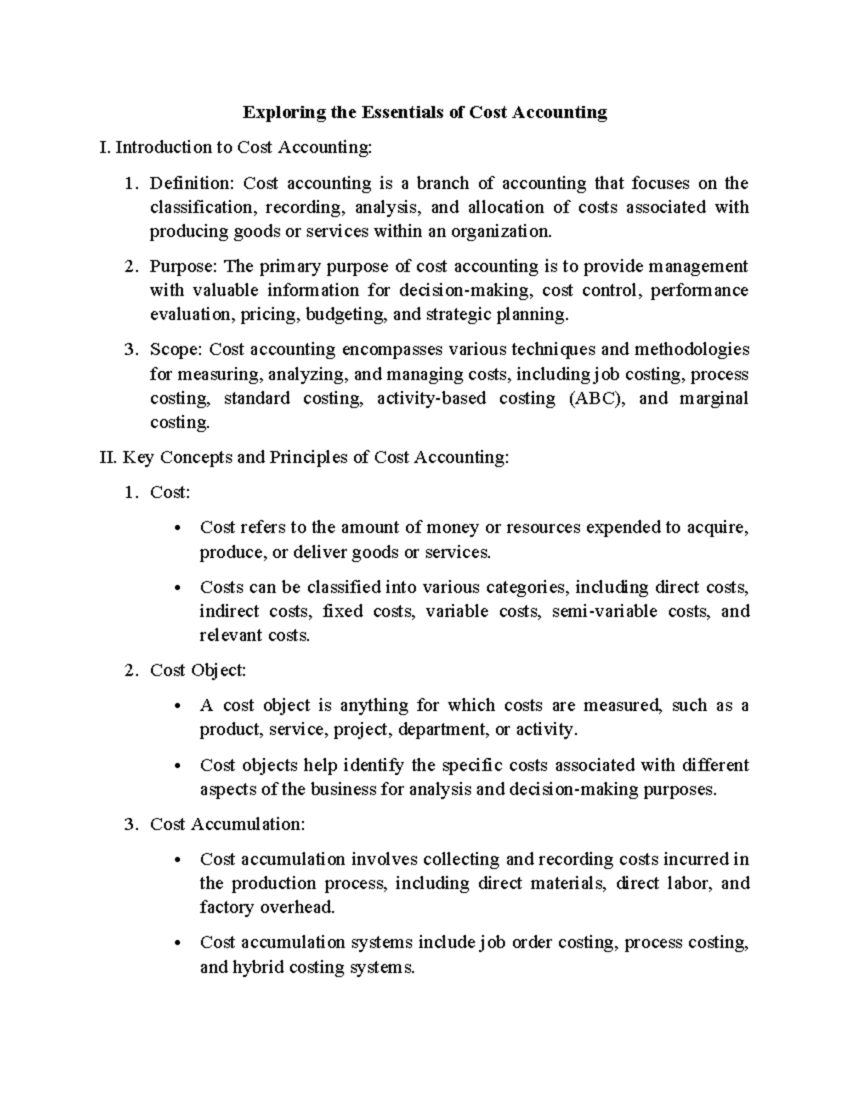 Exploring the Essentials of Cost Accounting - Introduction to Cost ...