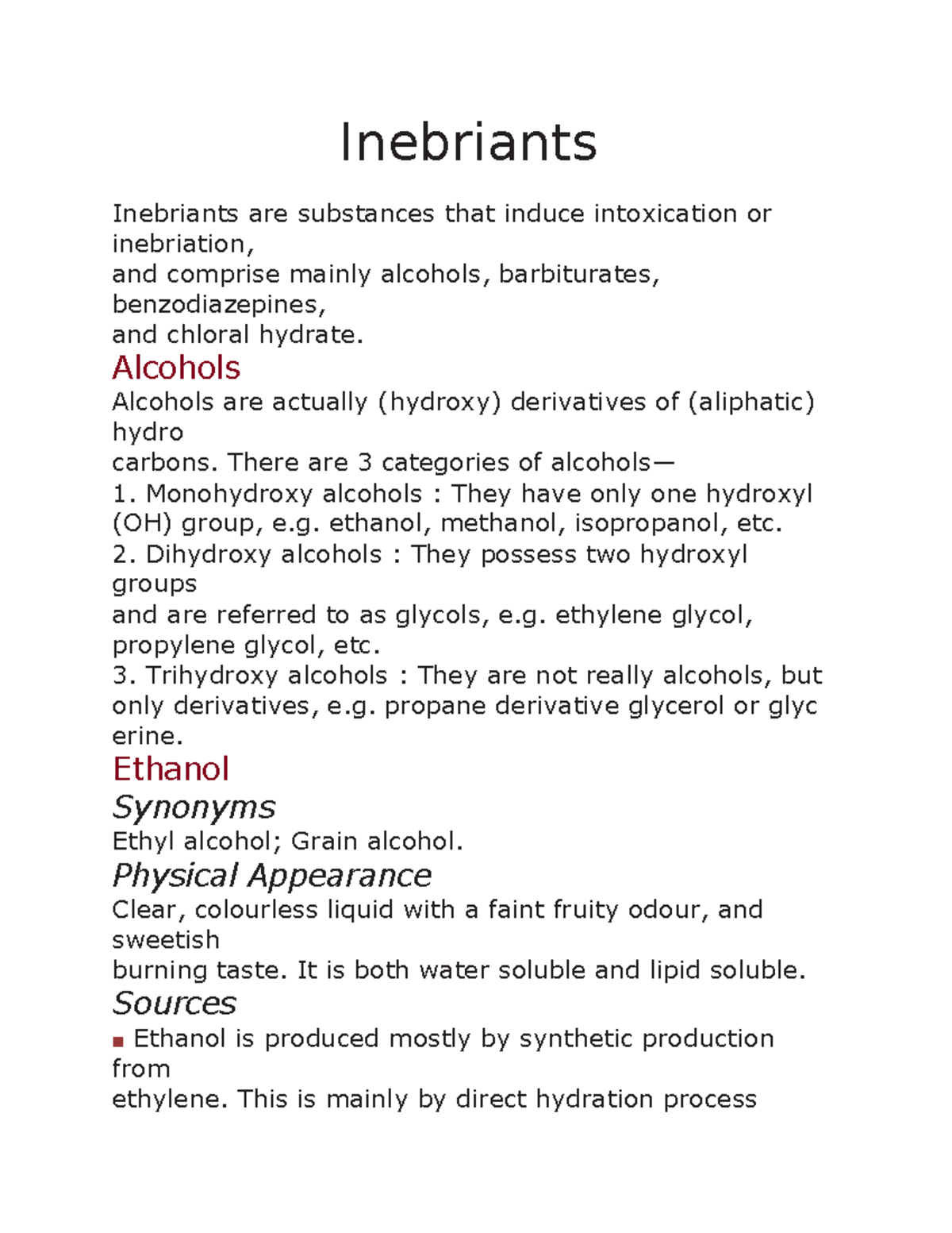 Inebriants - Inebriants Inebriants are substances that induce ...