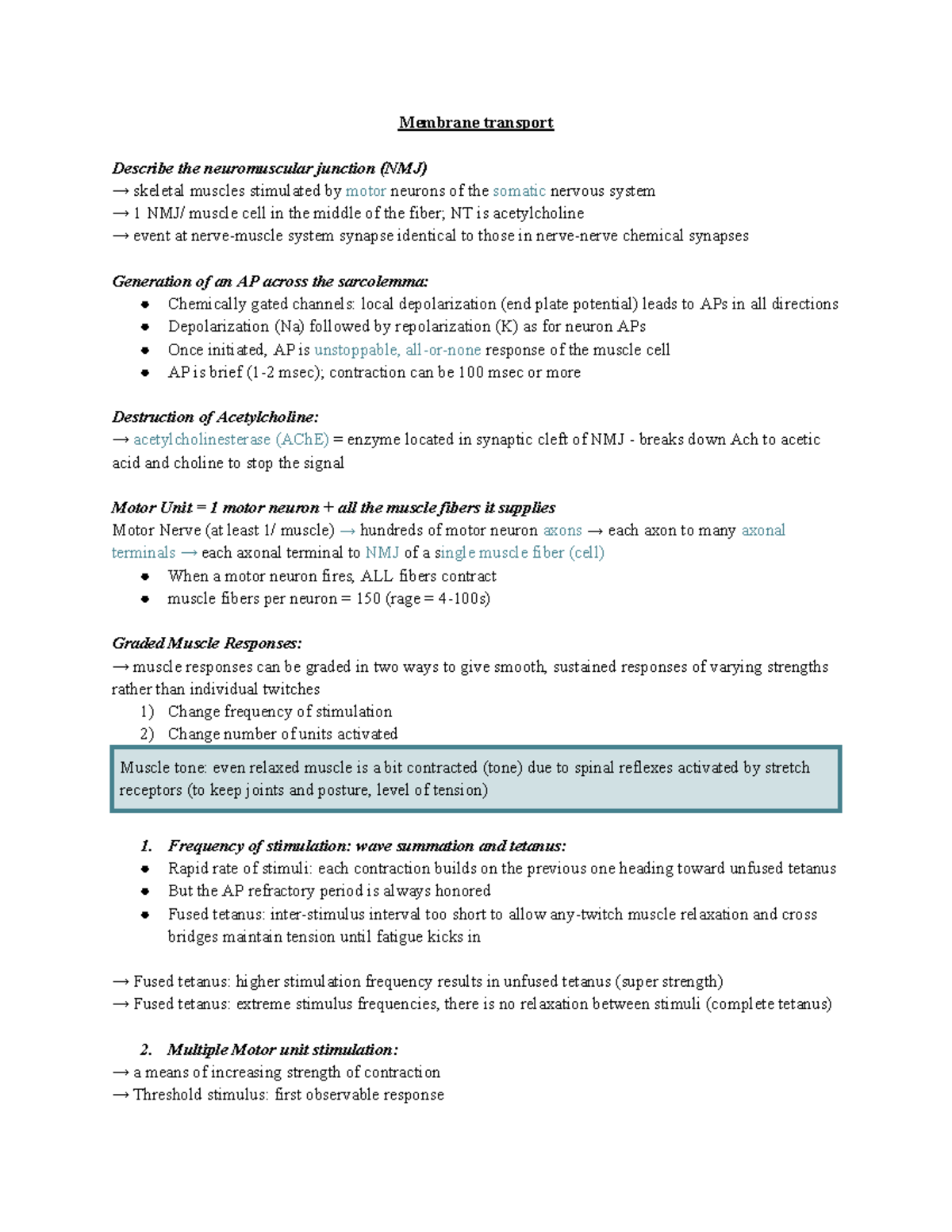 ANP 1111 - Lecture 13 - Notes on cell - Membrane transport Describe the ...