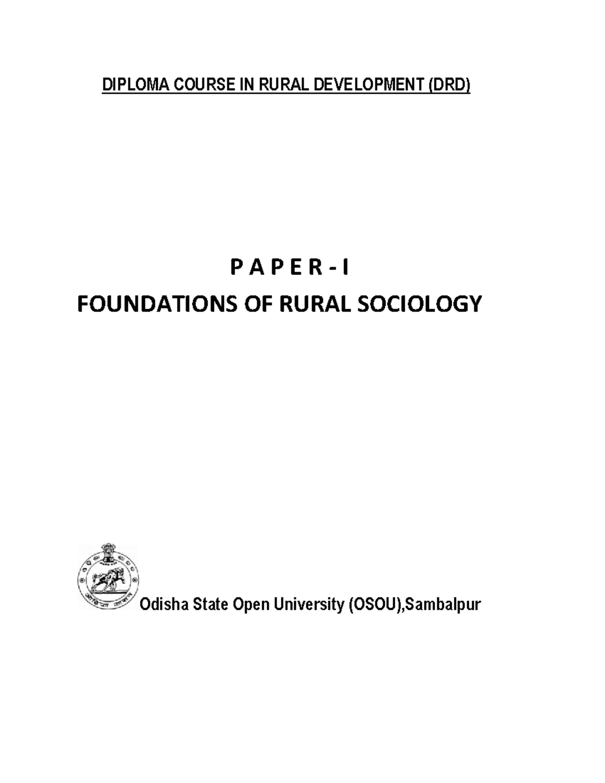 Rural Sociology - SUMMARIZED NOTES - DIPLOMA COURSE IN RURAL ...