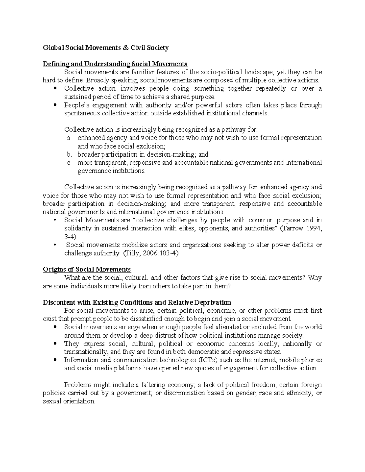 Global Social Movements Civil Society - Global Social Movements & Civil ...