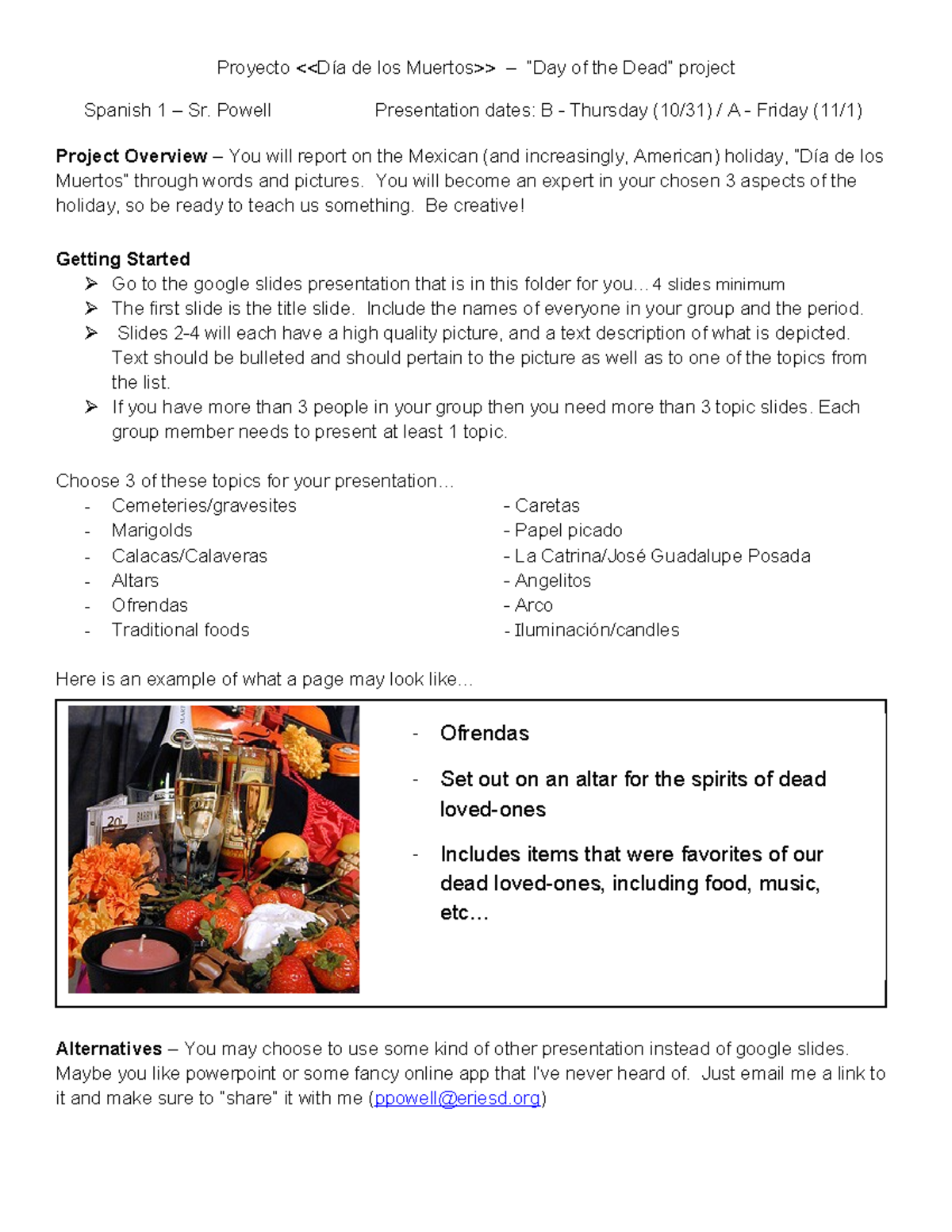 Rubric - Dia de los muertos online - Proyecto Día de los Muertos – “Day ...