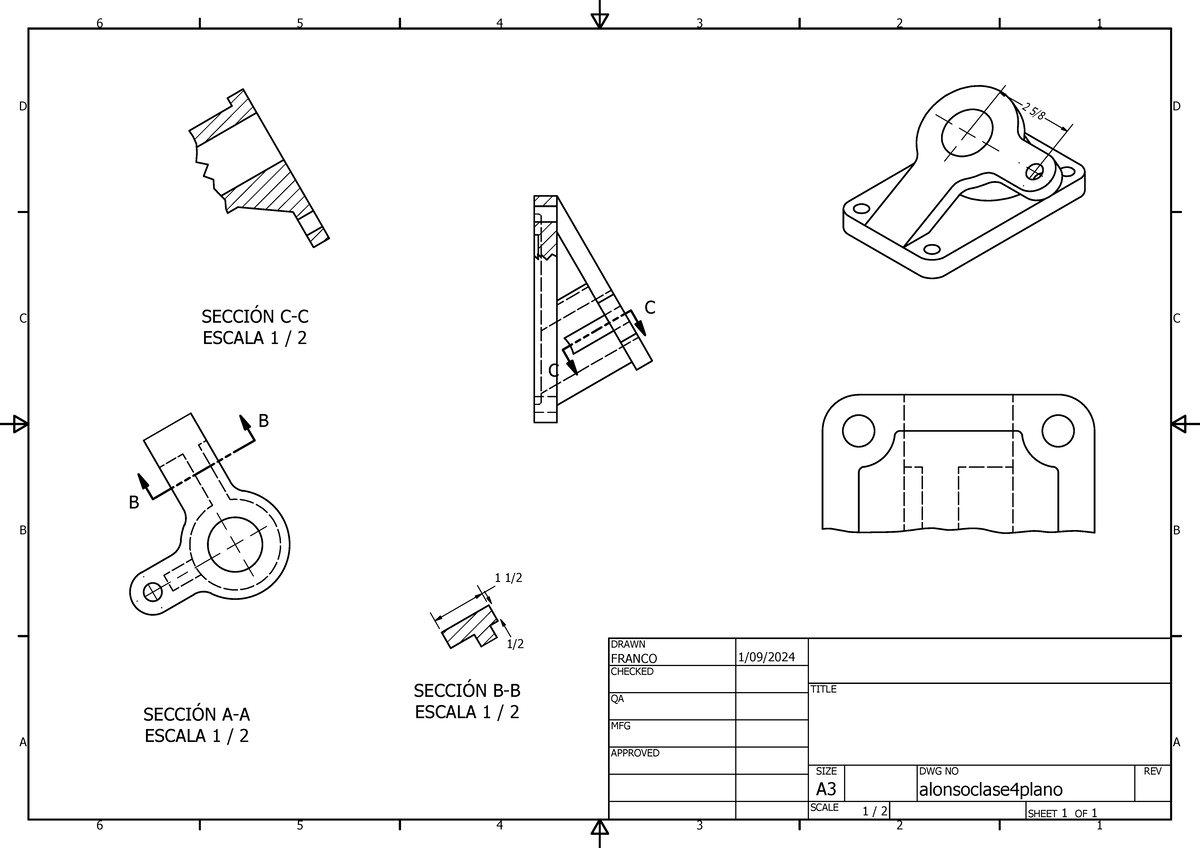 plano para inventor - Dibujo para ingeniería - BSECCIESCALA 1 / 2Ó ...