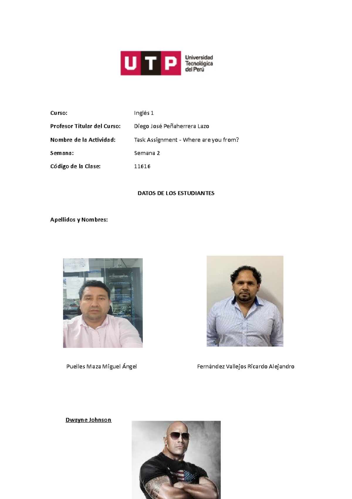 Week 2 - Task Assignment - Where are you from - Curso: Inglés 1 Profesor Titular del Curso ...