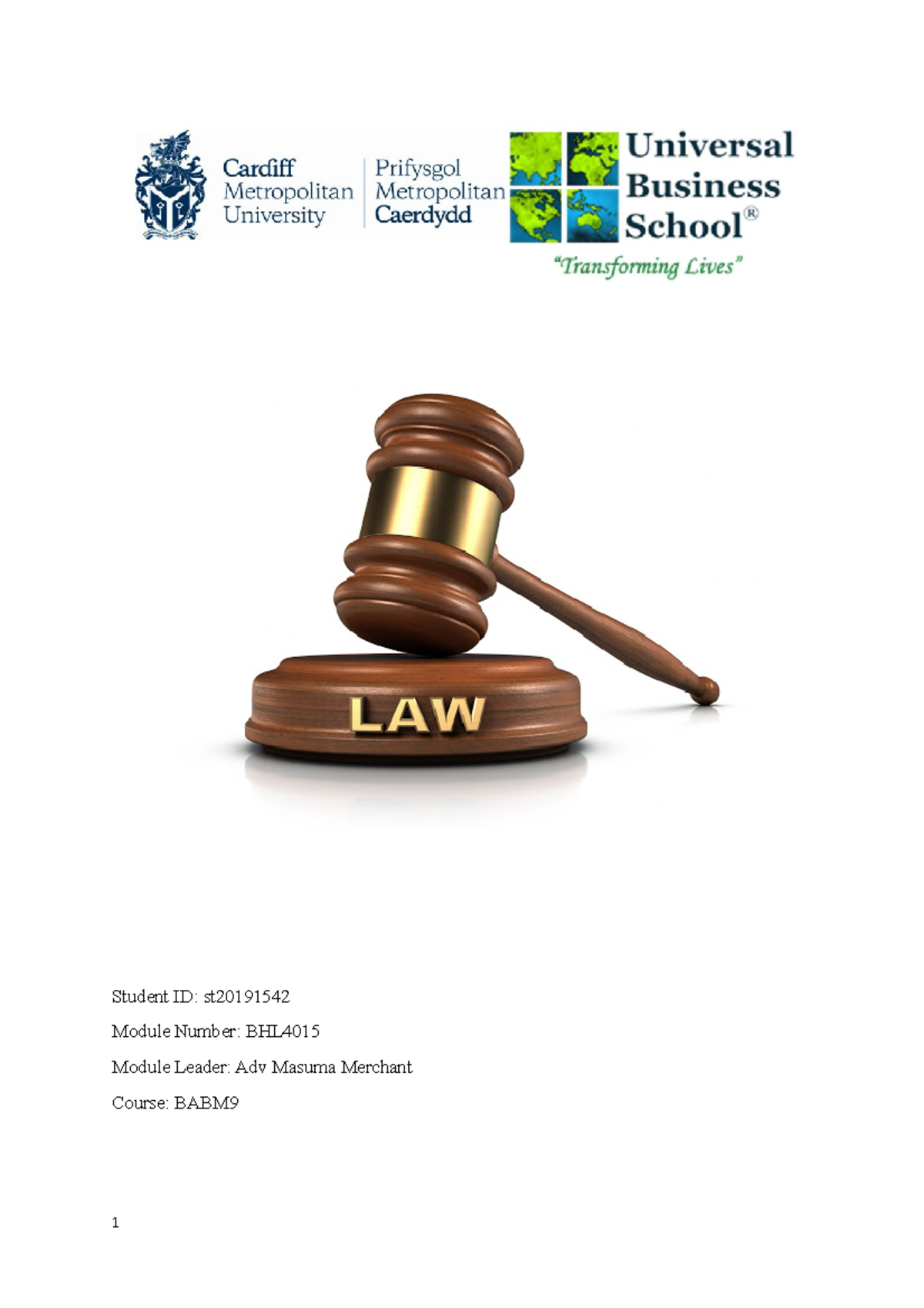 Law writ paper 1 - Student ID: st Module Number: BHL Module Leader: Adv ...