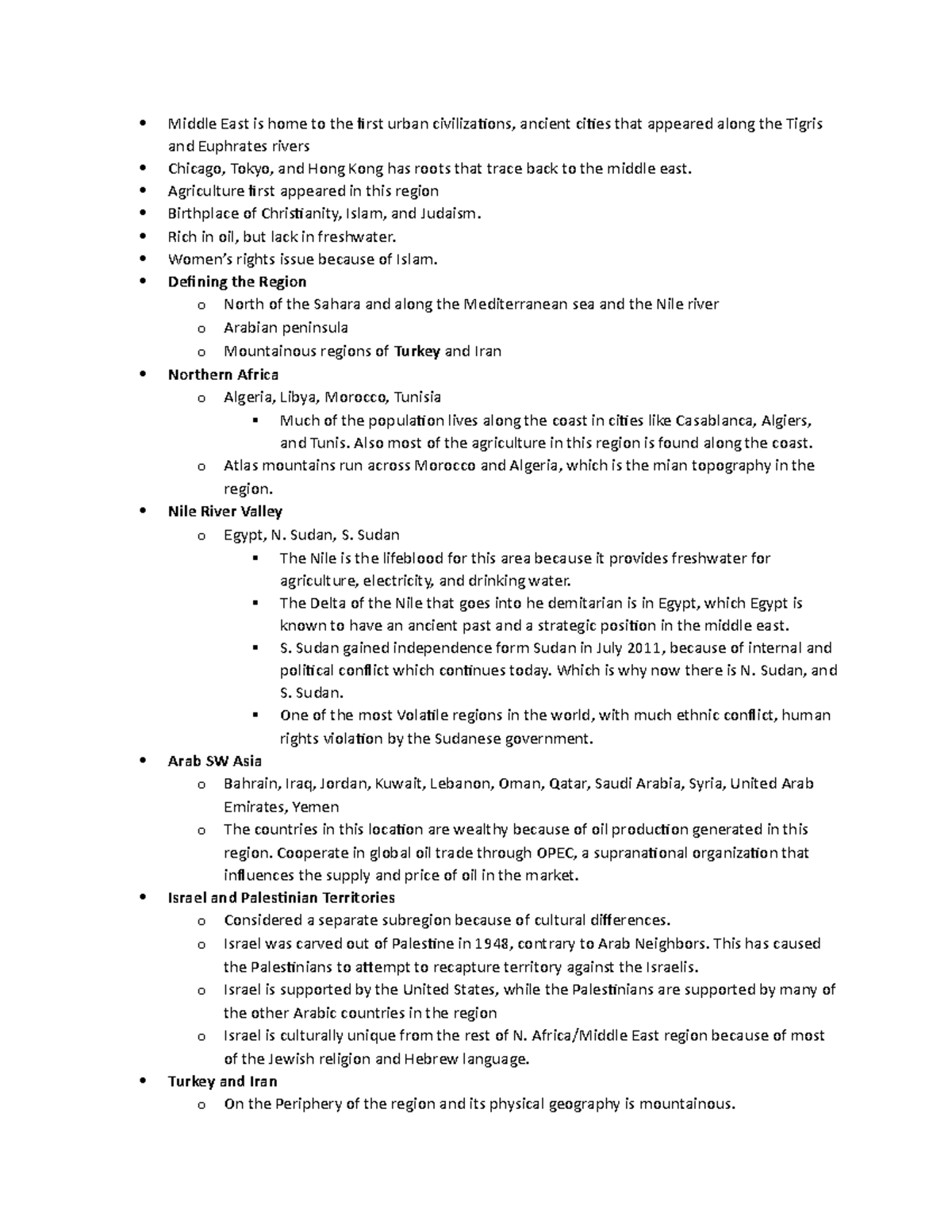 Lecture 8, Northern Africa and Middle east - Middle East is home to the ...