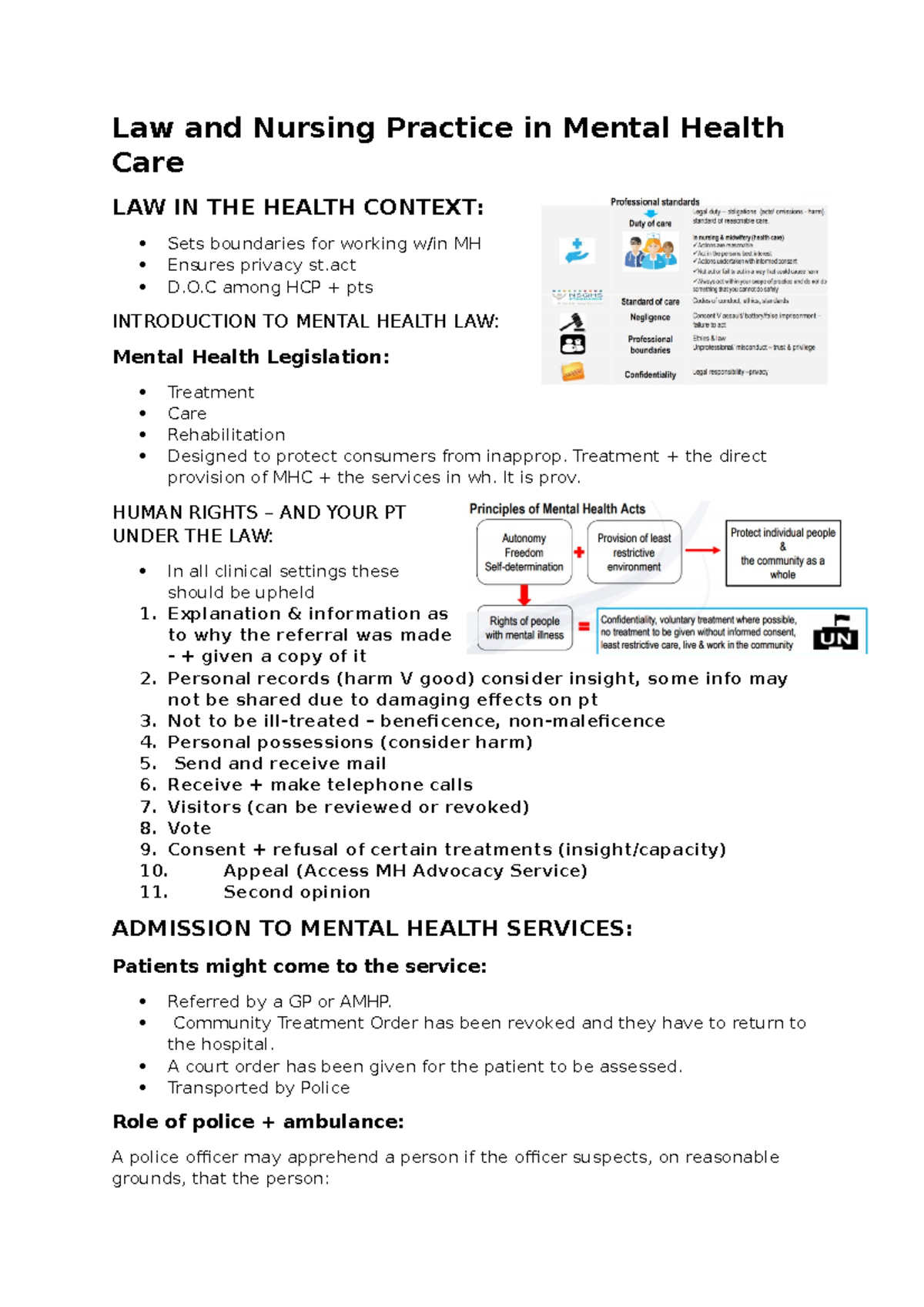 Law and Nursing Practice in Mental Health Care Notes - Wk 4 - Law and ...
