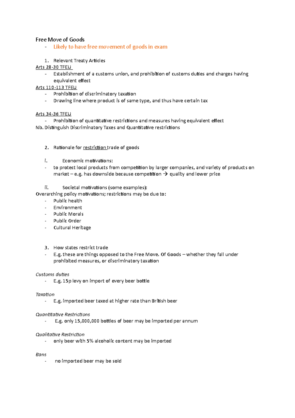 (11) Free Movement of Goods - Free Move of Goods - Likely to have free ...
