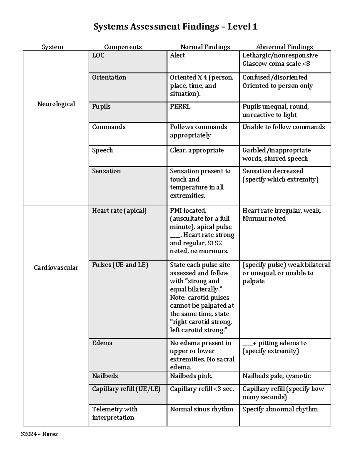 Systems+Assessment+Findings+-+Level+1 - S2024 – Flores Systems ...
