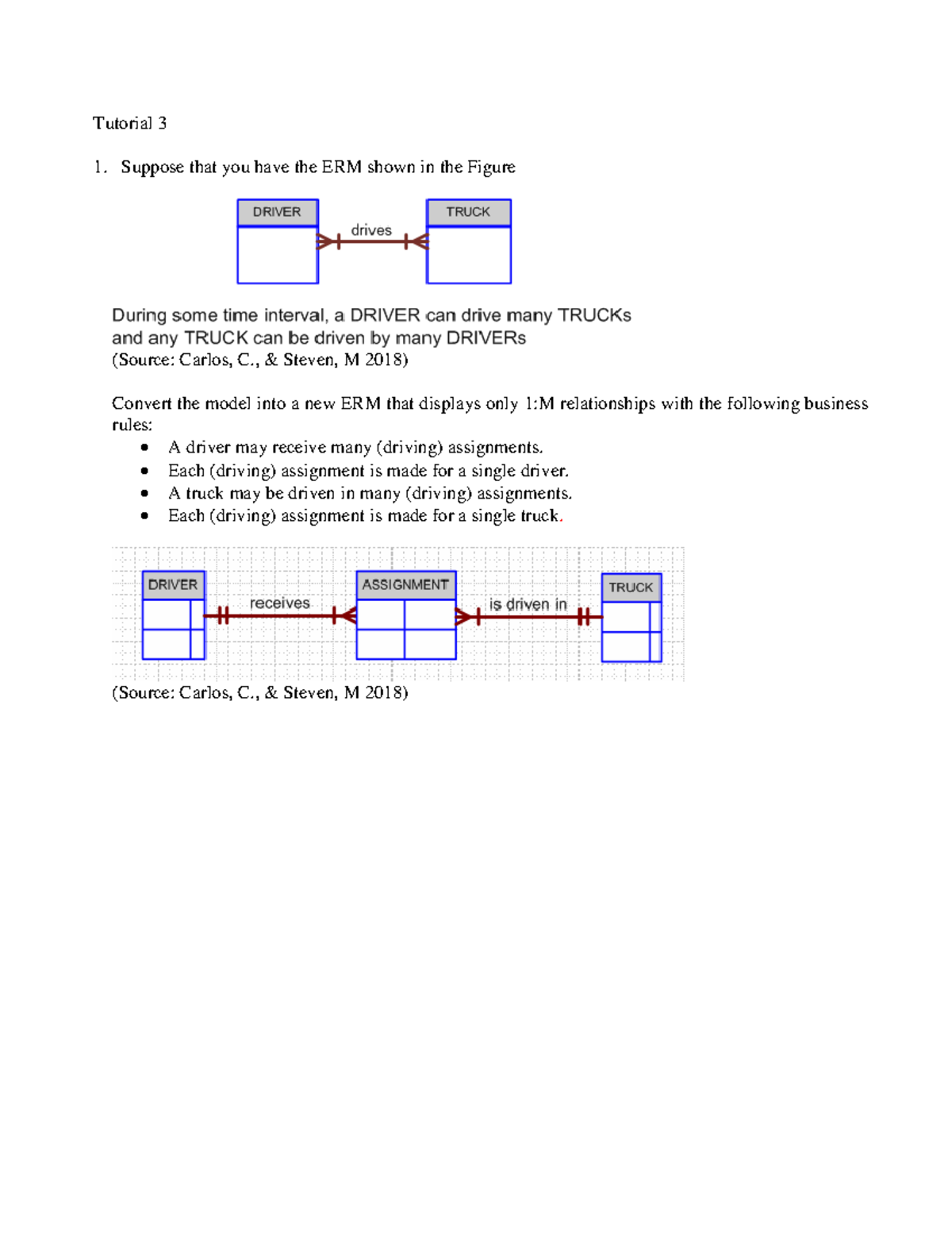 Tutorial 3 Guide - Tutorial 3 Suppose that you have the ERM shown in the Figure (Source: Carlos ...