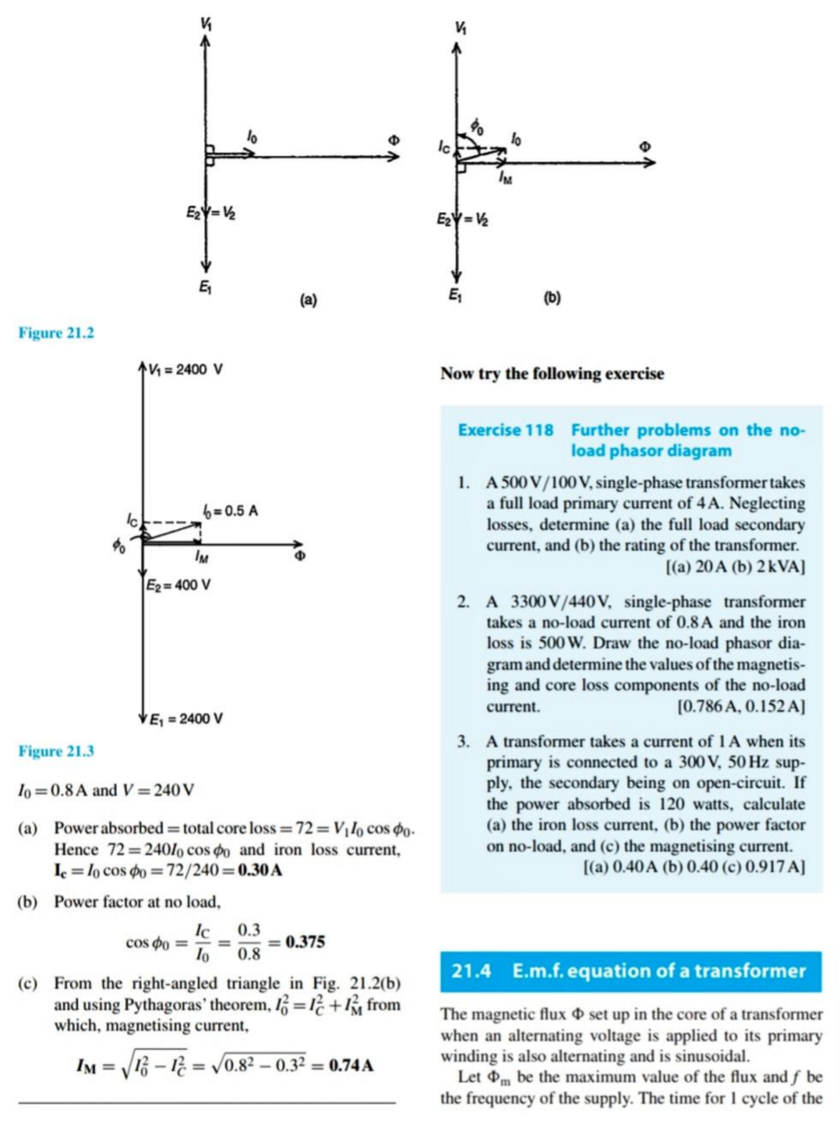 Transformer no load phaser diagram and emf equation - Electrical And ...