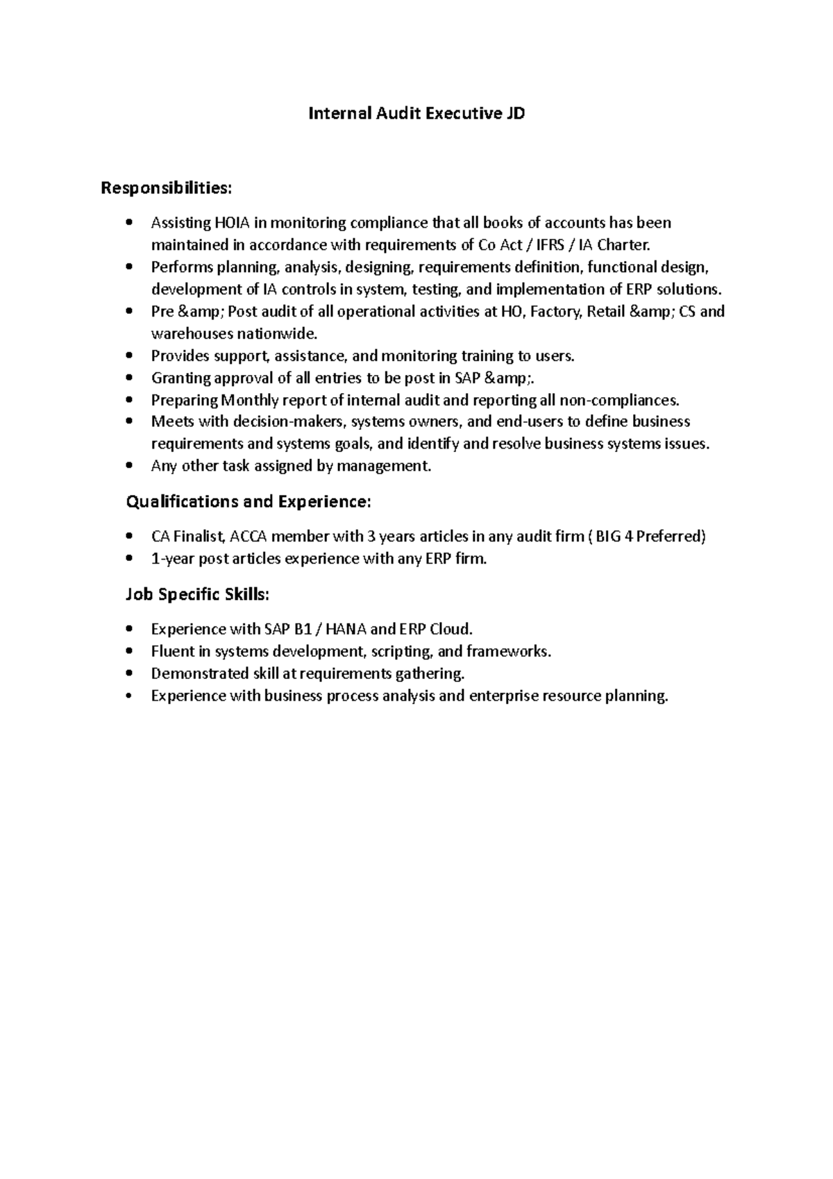 Internal Audit Executive JD - Internal Audit Executive JD ...