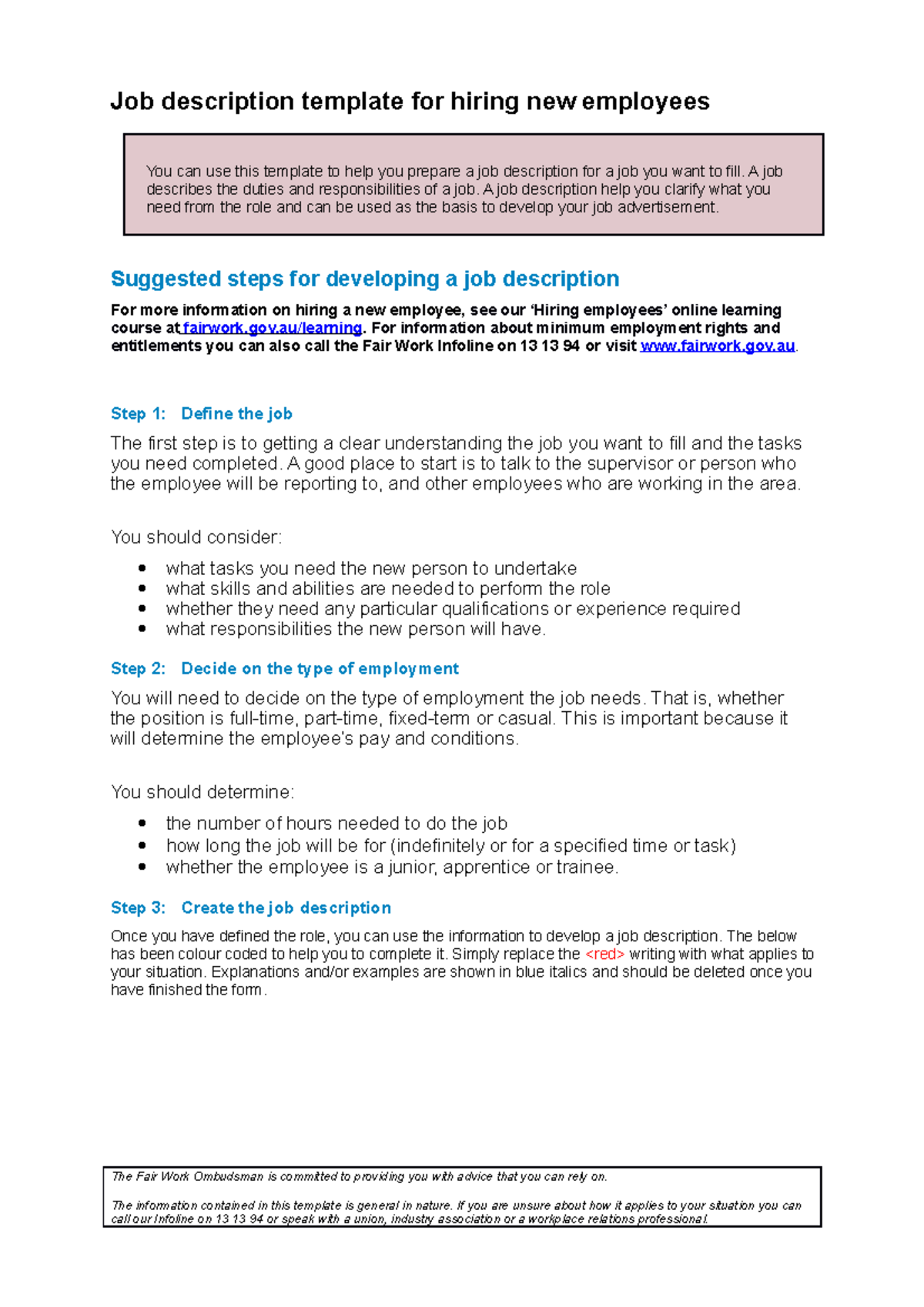 Job-description-template - Job description template for hiring new ...