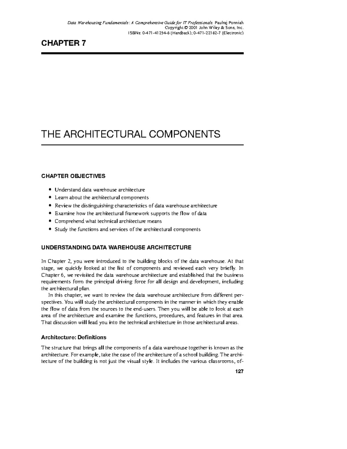 Data Warehousing Fundamentals A Comprehensive Guide for IT Professionals Chapter 7 - CHAPTER 7 ...