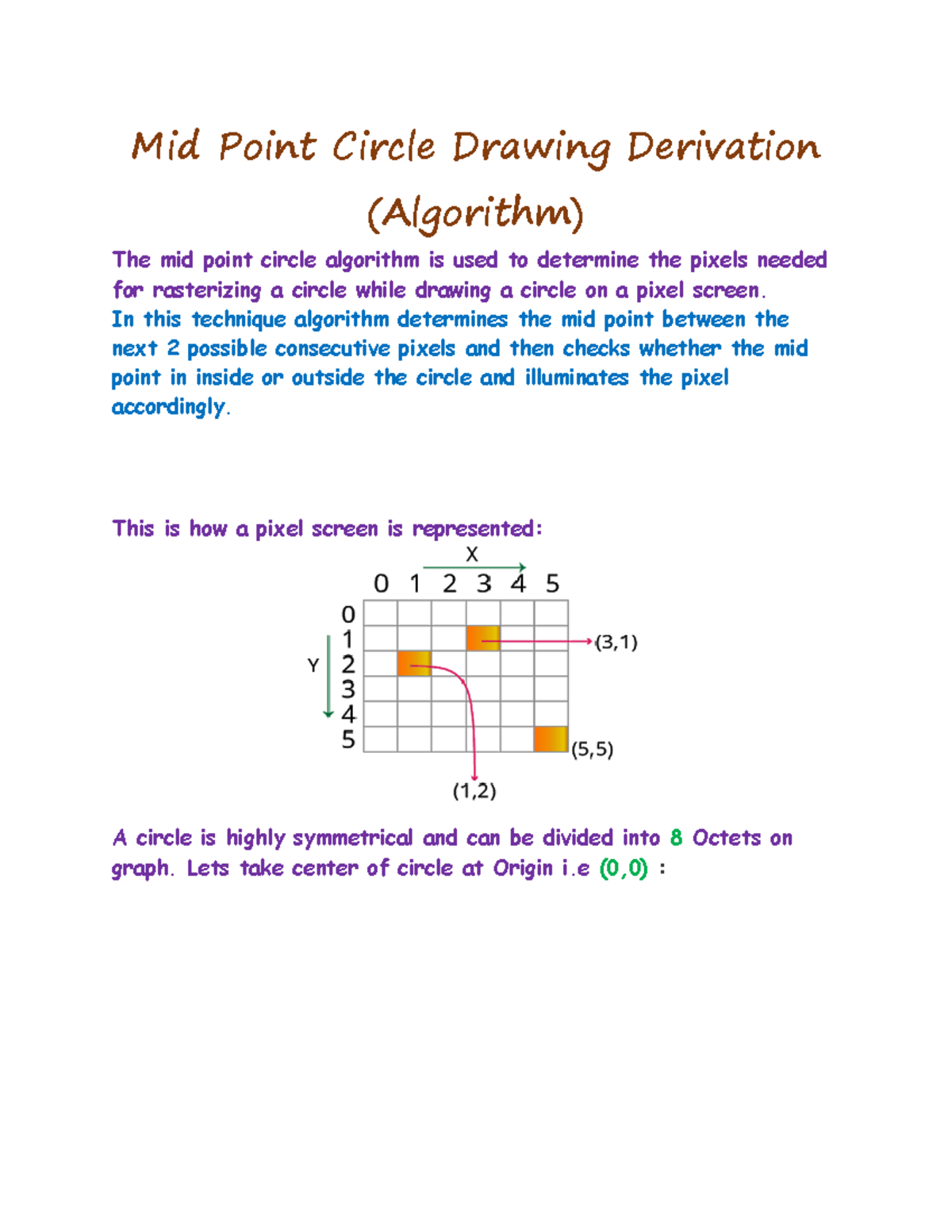Mid Point Circle Drawing Derivation - Mid Point Circle Drawing ...