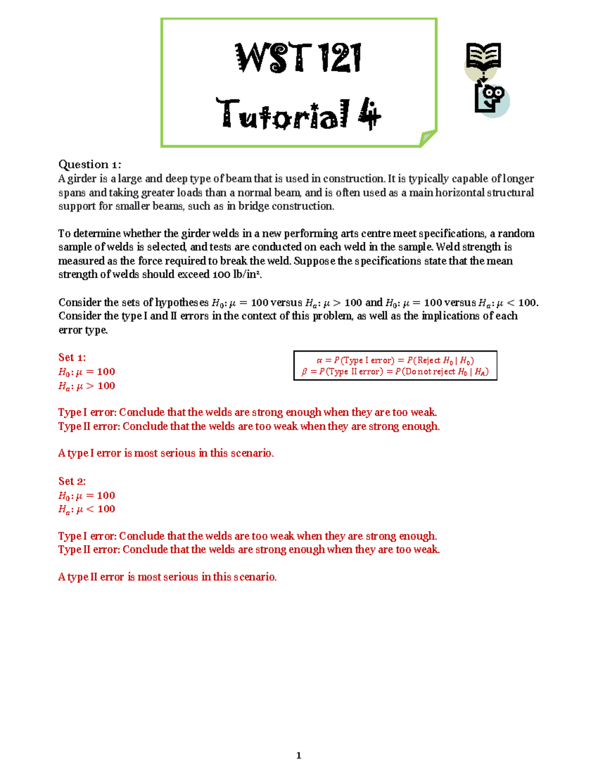 WST121 - Tutorial 4 - Memorandum 2021 - WST 121 Tutorial 4 Question 1 ...