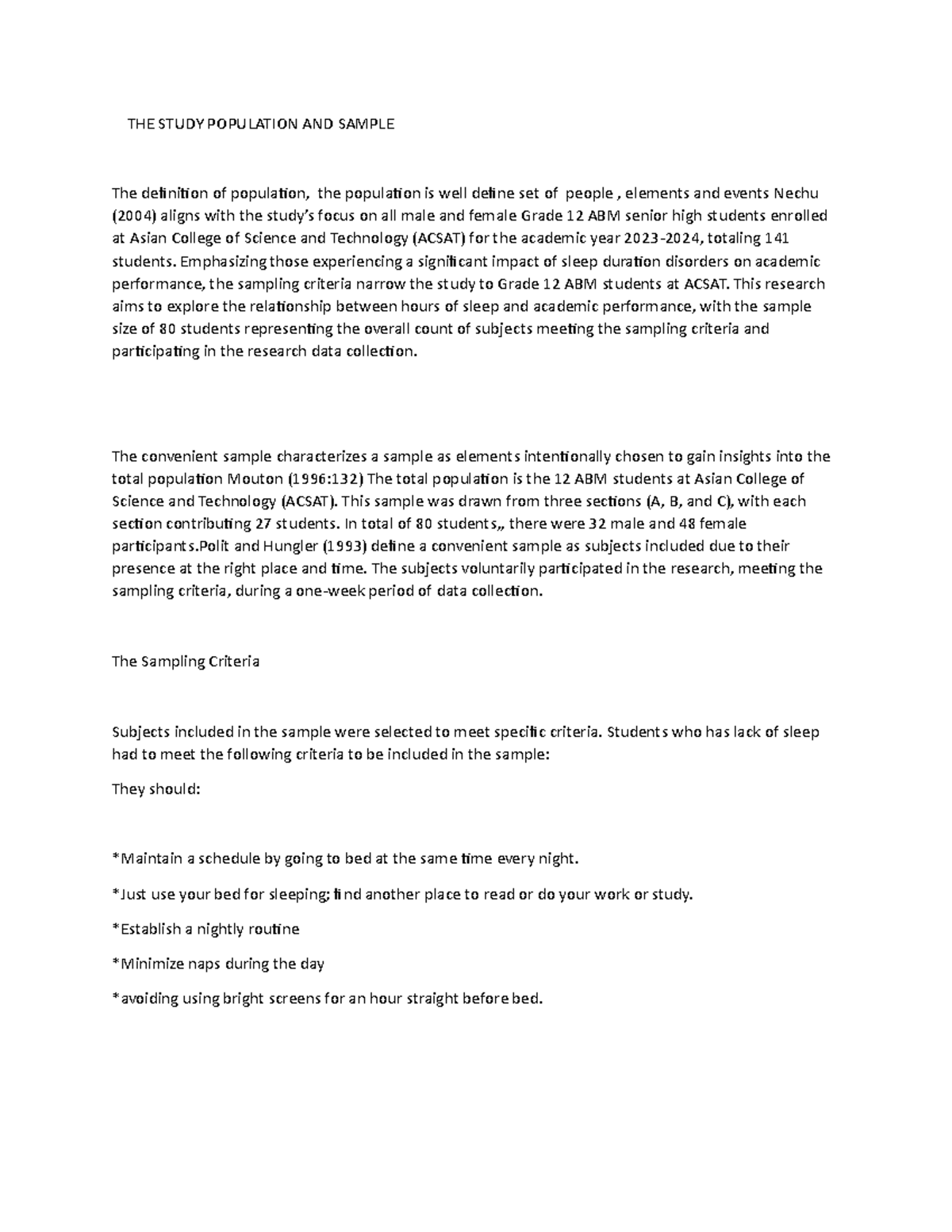 Document-36 - research - THE STUDY POPULATION AND SAMPLE The definition ...