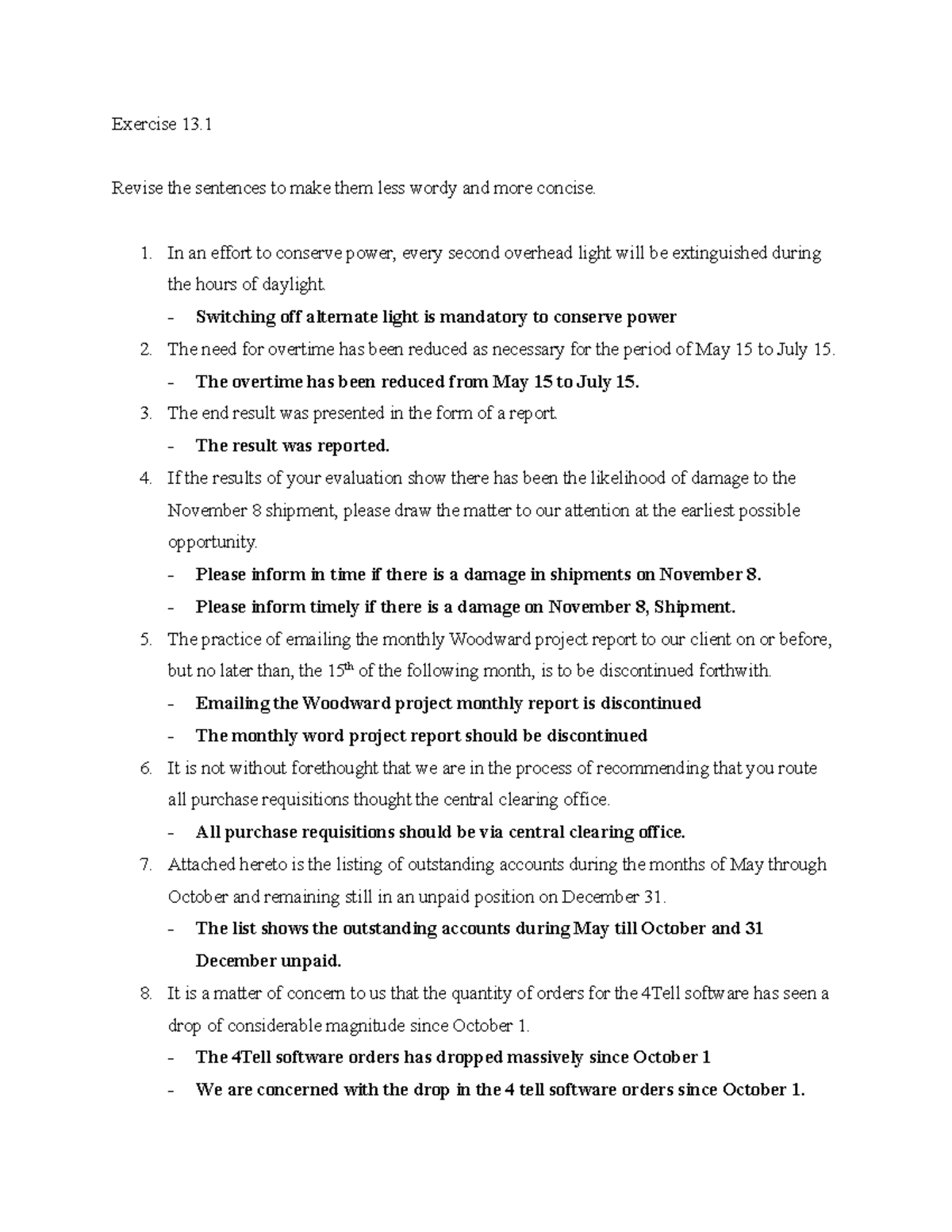 ADMS Day 1 Ex 13.1 Ans - English Grammar - Exercise 13. Revise the ...