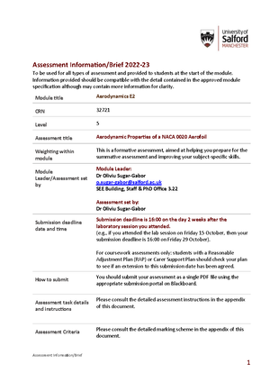 Airflow Measurements - University of Salford Fluid Mechanics Laboratory ...