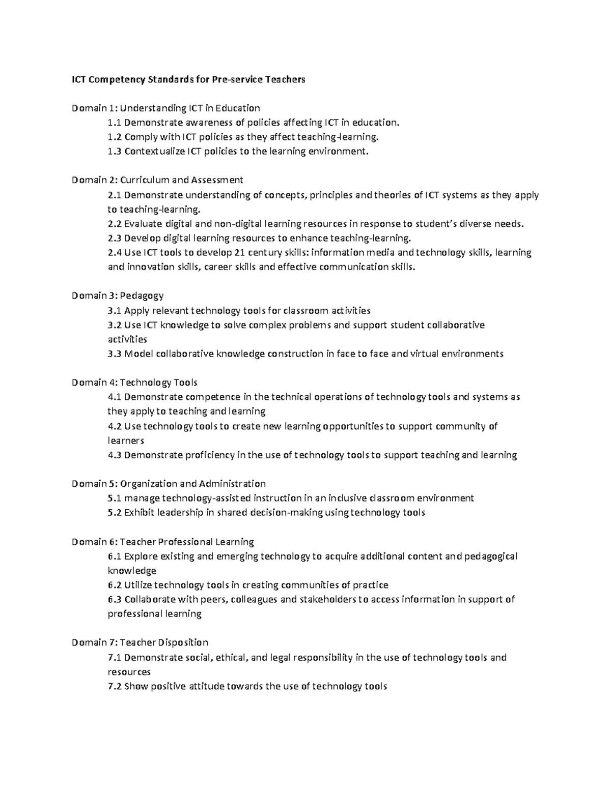 ICT Competency Standards for Pre service Teachers - ICT Competency ...