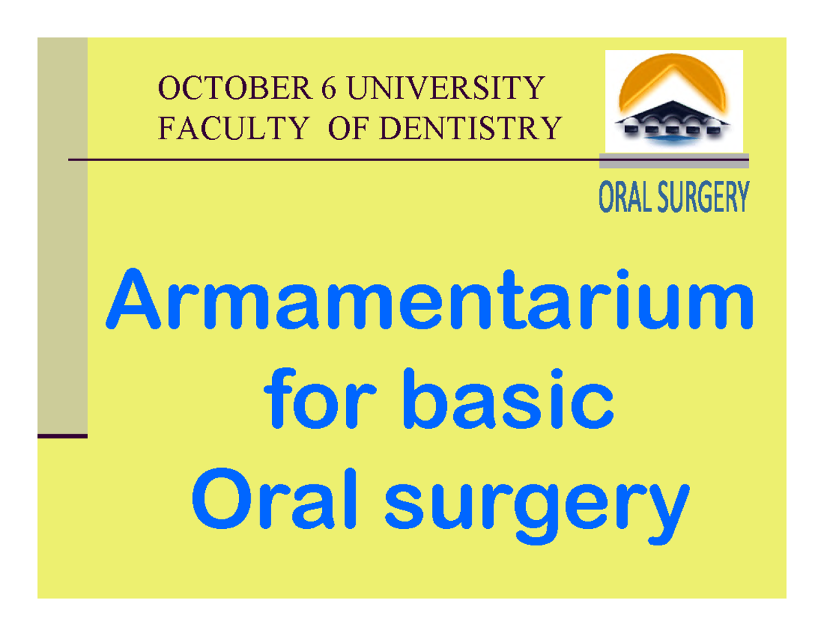 O. Surgery II - Instruments - Oral Surgery - OCTOBER 6 UNIVERSITY ... O. Surgery II - Instruments - Oral Surgery - OCTOBER 6 UNIVERSITY ...