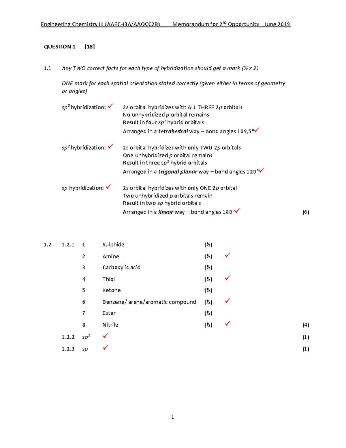 Aaech 3A MEMO OPP2 2019 Semester test1 - Engineering Chemistry III ...