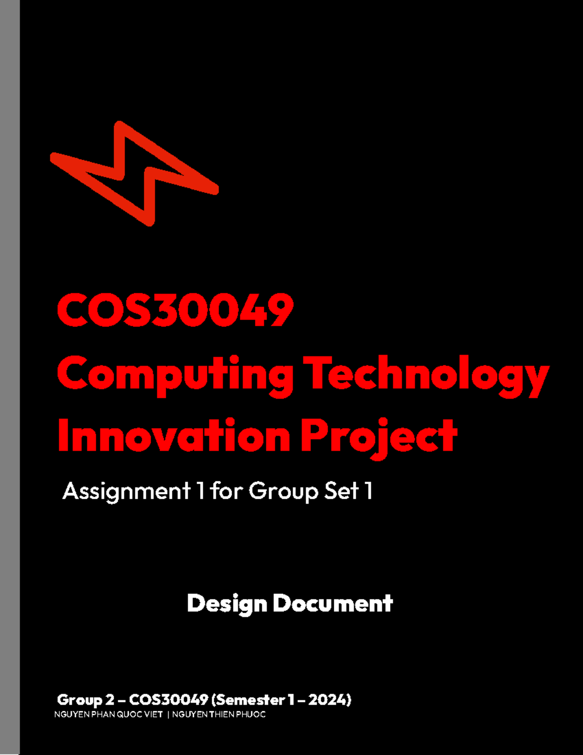 Design-document - Report for assignment 1 - Group 2 – COS30049 (Semester 1 – 2024 ) NGUYEN PHAN ...
