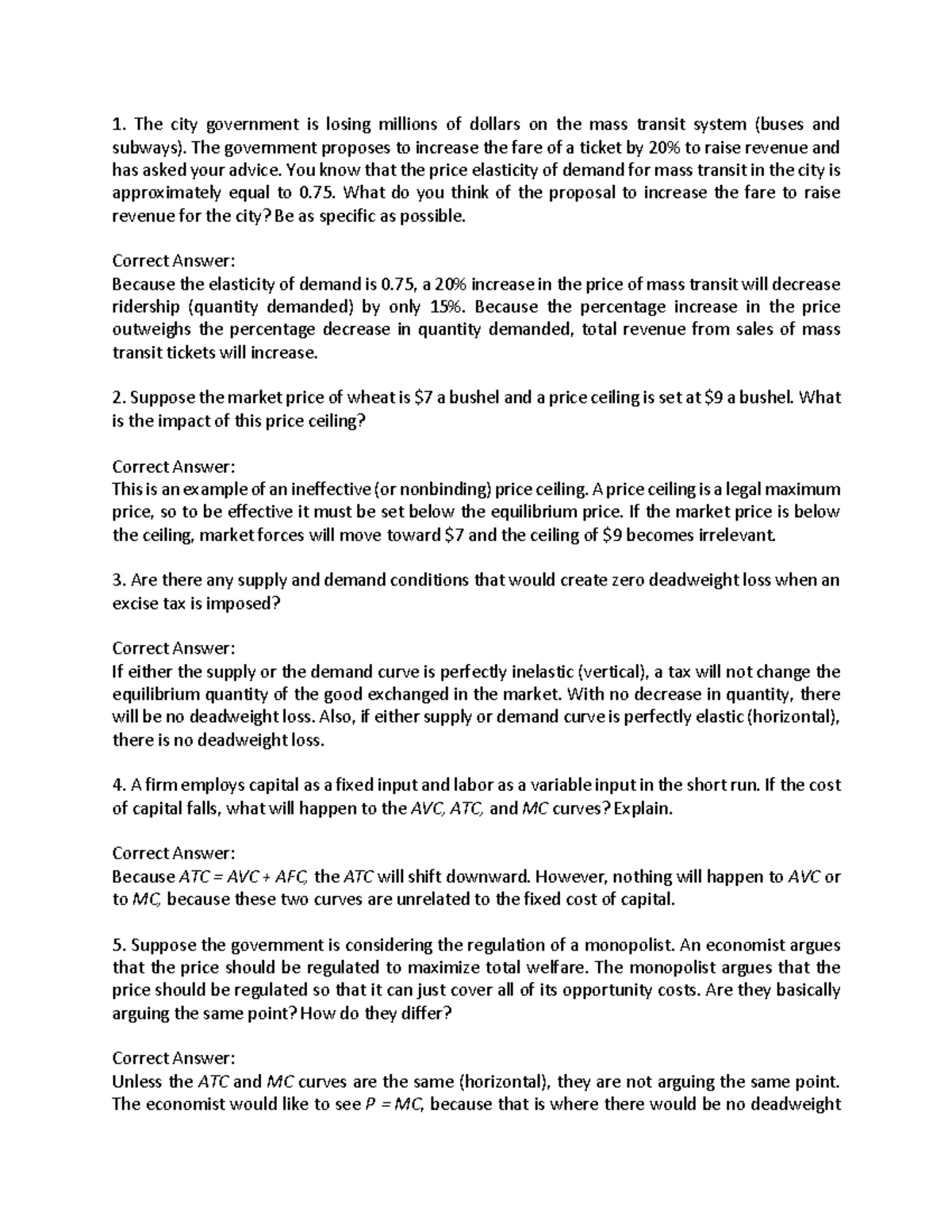 Short-essay-question-examples with-ans - The city government is losing ...