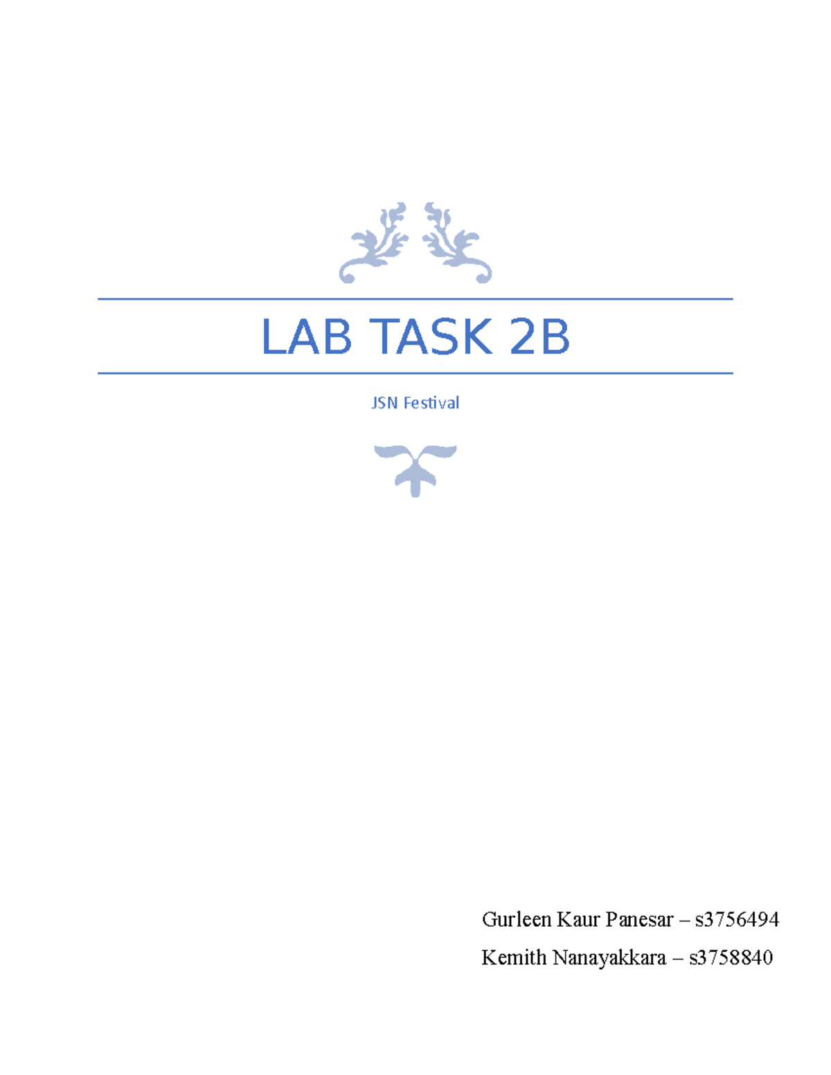 Lab Task 2B - Assignment 4 for Lab tasks. - LAB TASK 2B JSN Festival ...