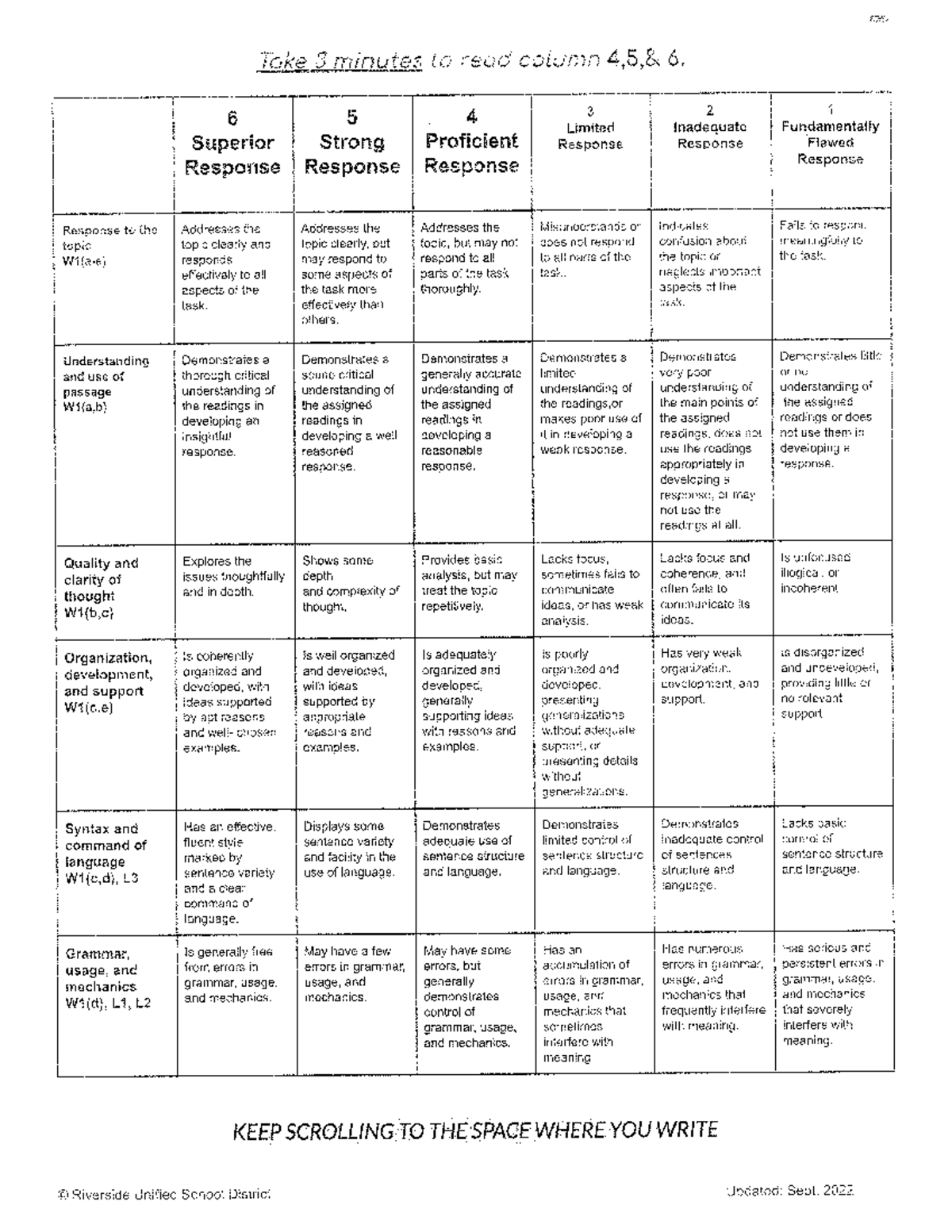 Essay Rubric - Math - Toke 3 minutes to read column Response to the ...
