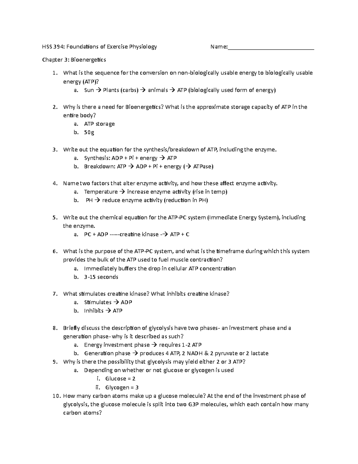 HSS 394 Chap 3 Study Guide - HSS 394: Foundations of Exercise ...