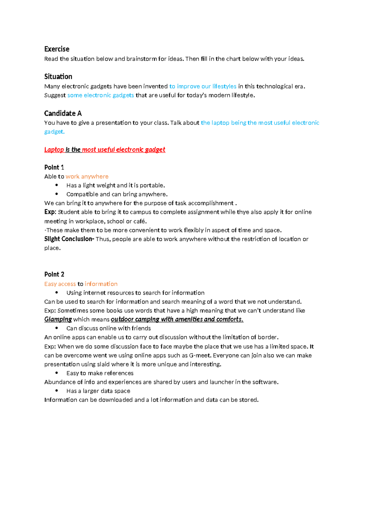 MUET WE - muet test - Exercise Read the situation below and brainstorm ...