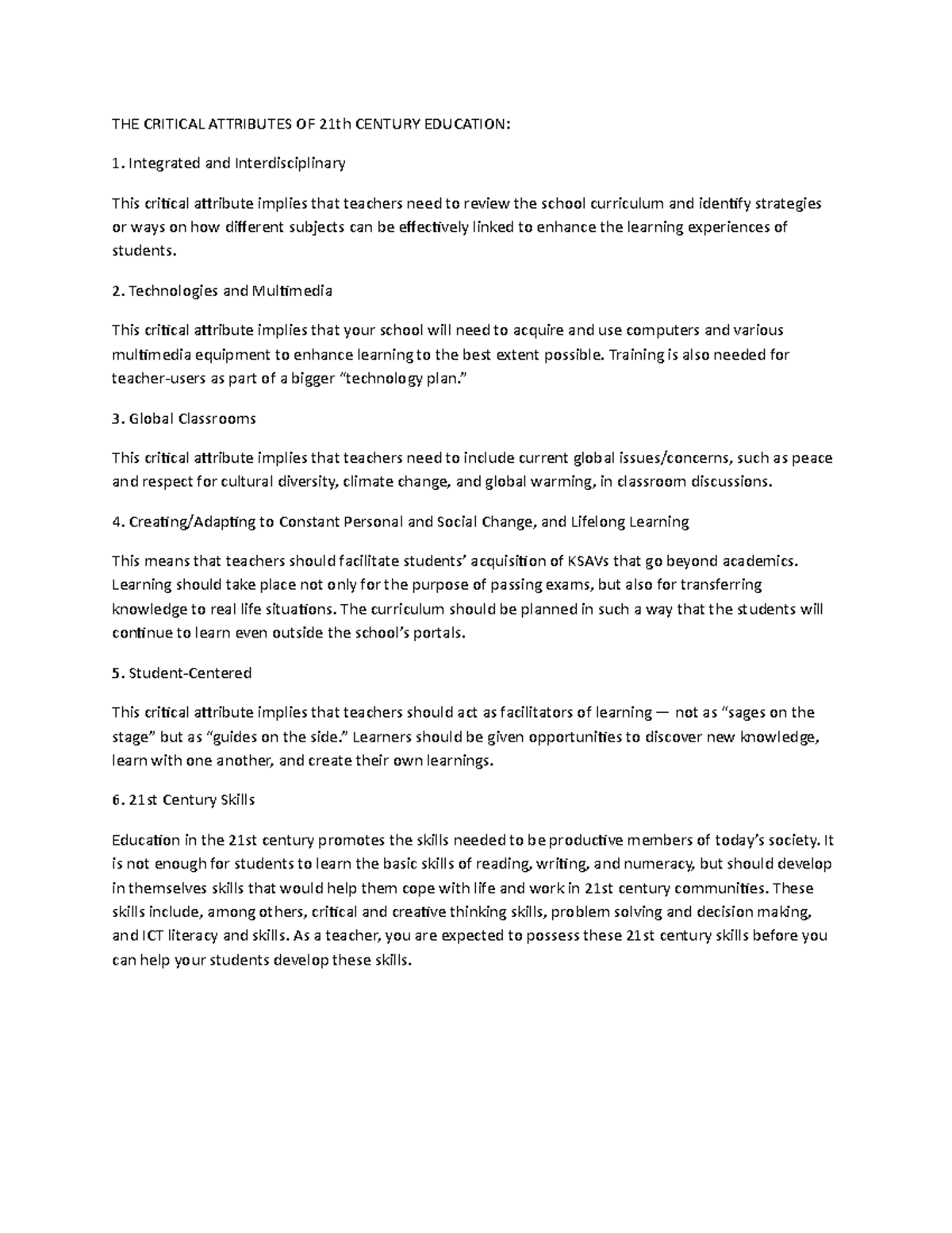 THE Critical Attributes - THE CRITICAL ATTRIBUTES OF 21th CENTURY ...